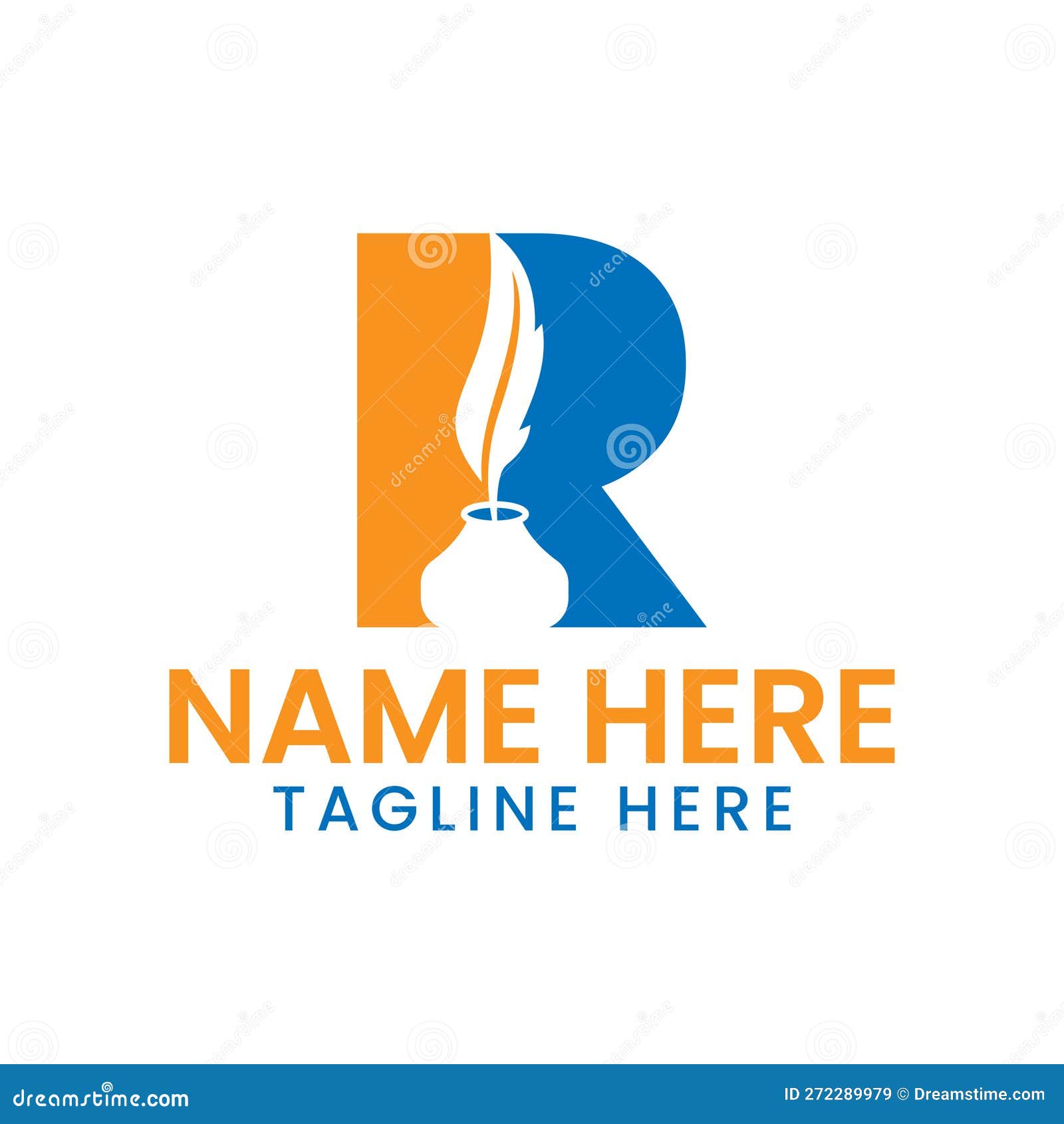 Letter R Art Logo Concept with Ink Bottle Icon Vector Template Stock ...