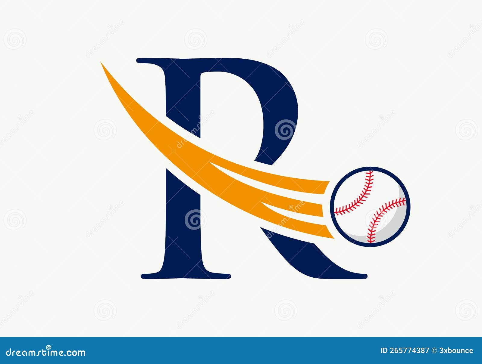 Letter R Baseball Logo Concept with Moving Baseball Icon Vector ...