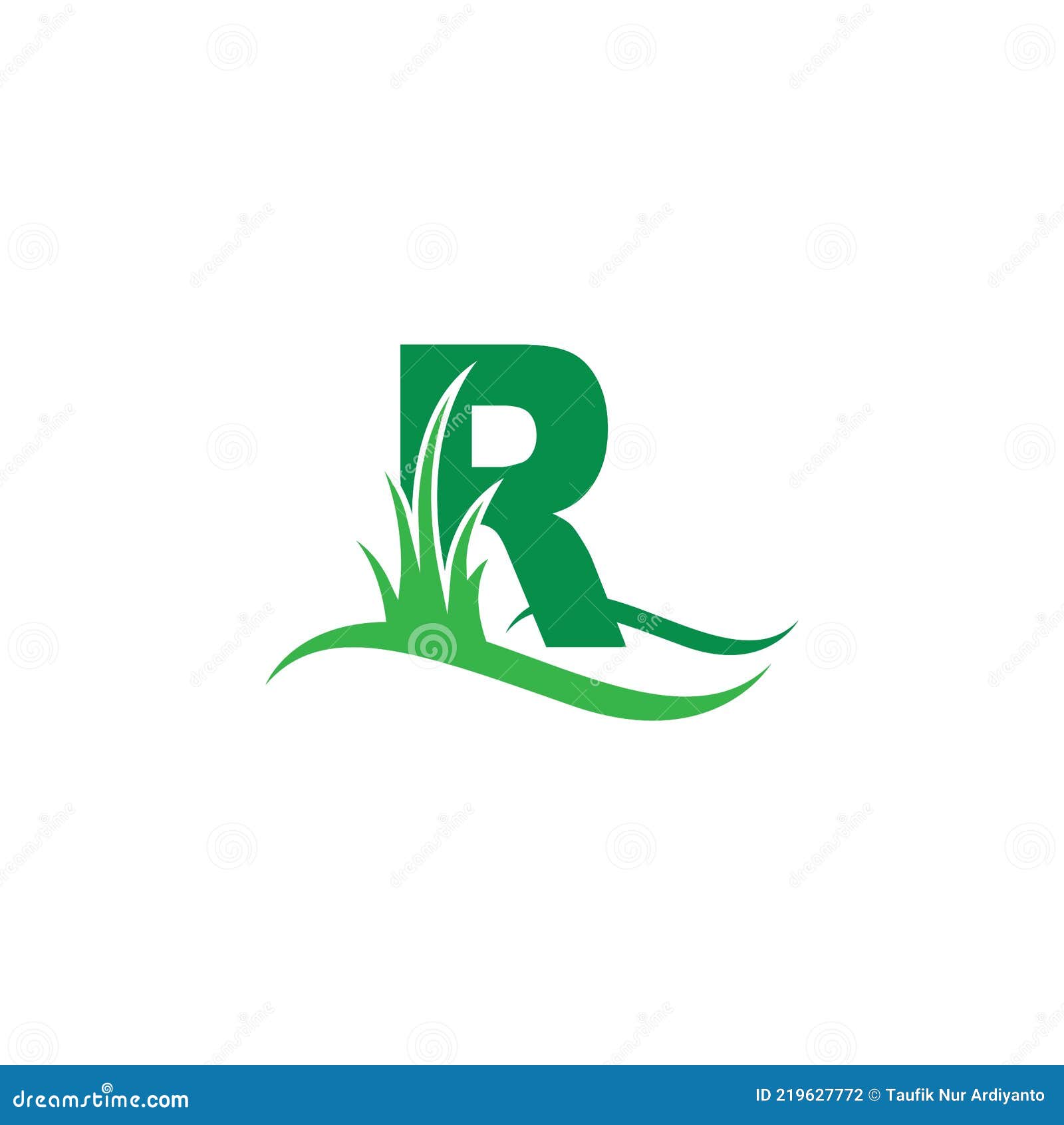 Letter R Behind A Green Grass Icon Logo Design Vector Stock Vector Illustration Of Park