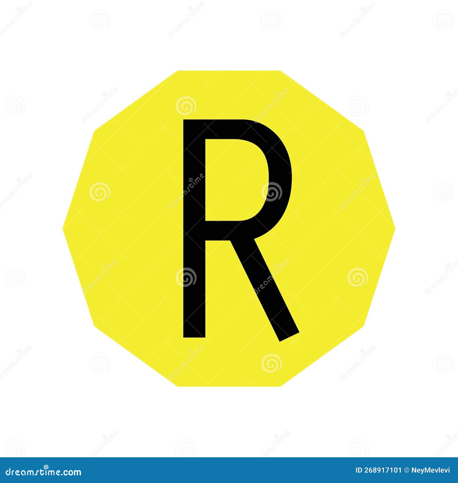The Letter R Is Black In Color With A Yellow Decagon Royalty-Free Stock ...