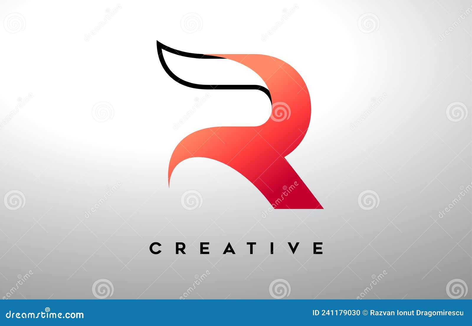 Letter R with Black Outline and Red Gradient Colors. Creative Modern ...