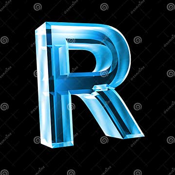 Letter R in blue glass 3D stock illustration. Illustration of typeset ...