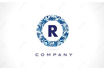 Letter R Blue Pattern Logo Design. Stock Vector - Illustration of ...