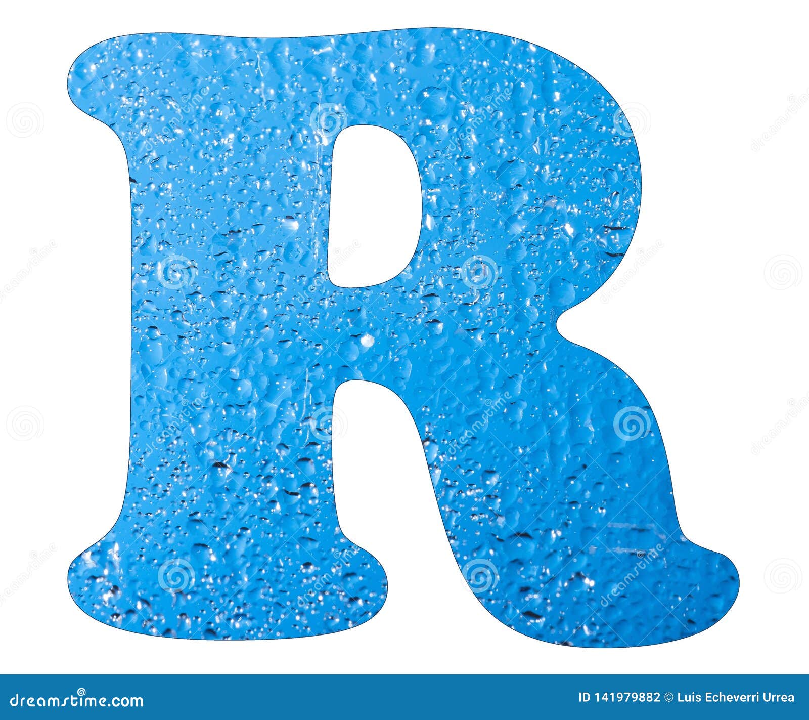 Letter R, Blue Water Drops - White Background Stock Photo - Image of ...