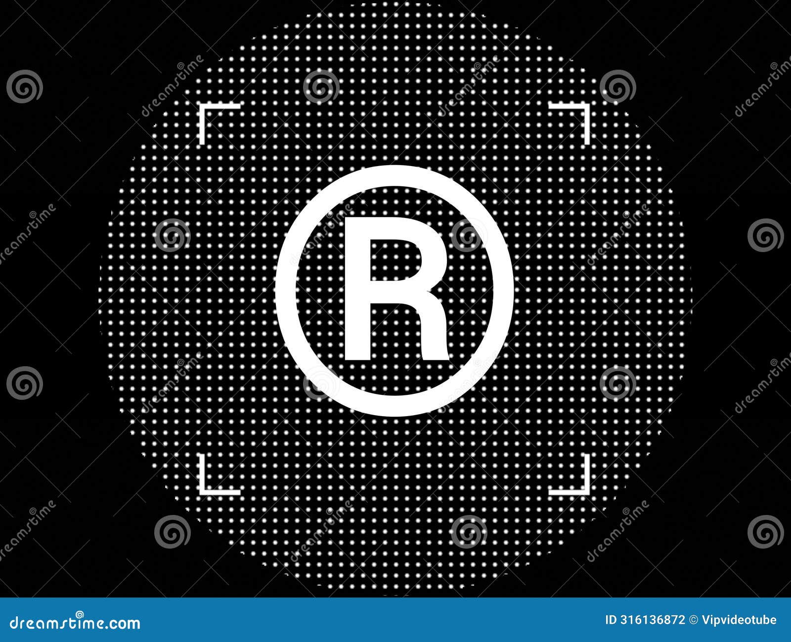 Letter R in the Center of a Circle in a Grid on a Black Background ...