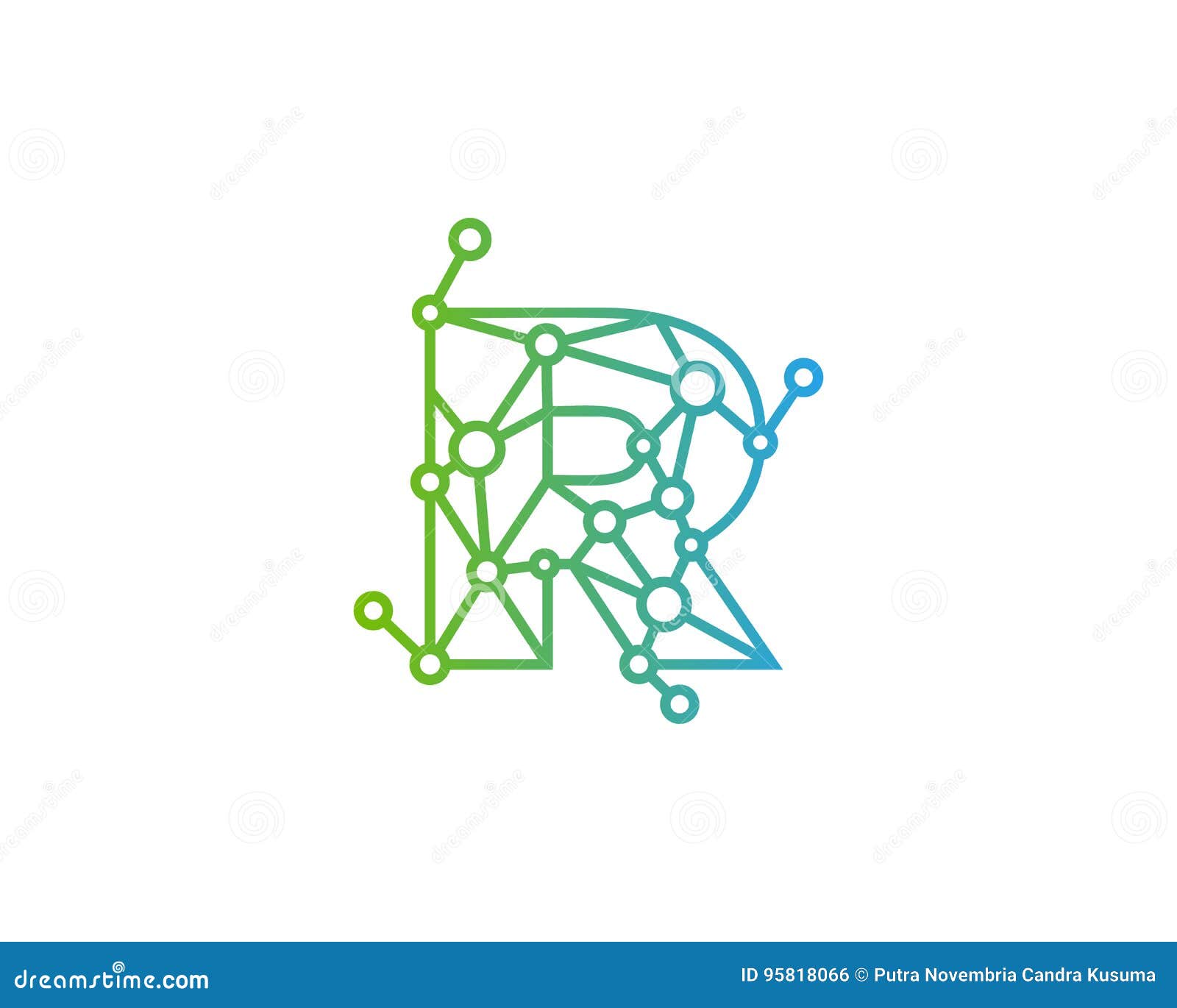Letter R Connect Dot Network Icon Logo Design Element Stock Vector ...