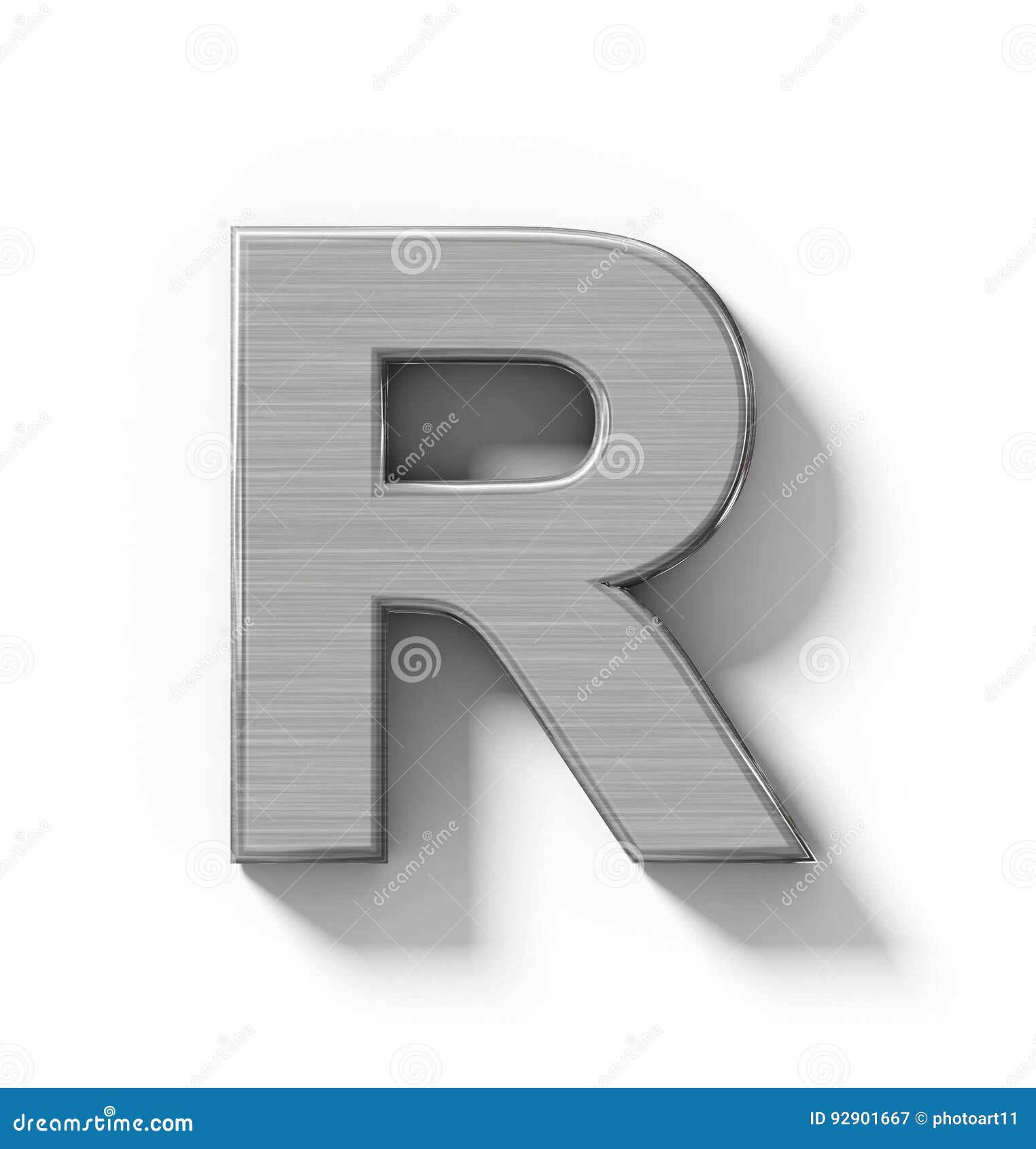 Letter R 3D Metal Isolated on White with Shadow - Orthogonal Pro Stock ...