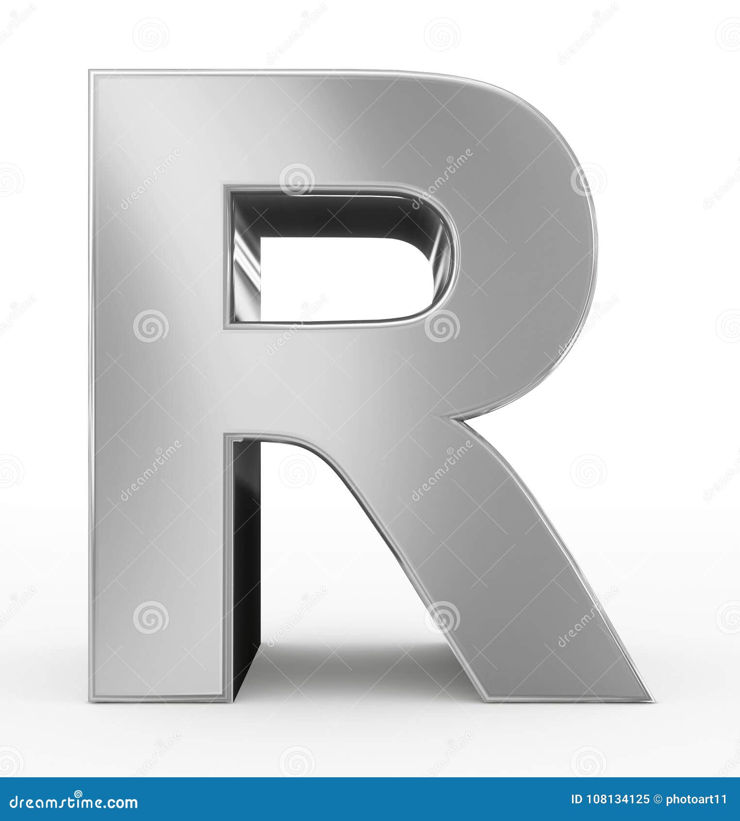 Letter R 3d Silver Isolated on White Stock Illustration - Illustration ...