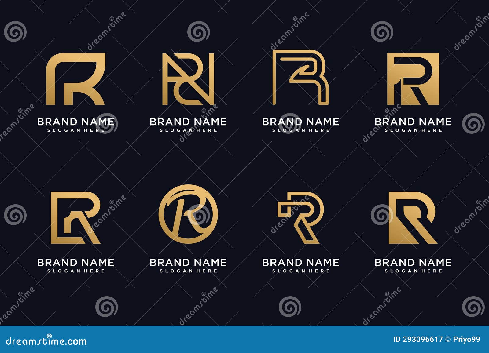 Letter R Design Element Icon Vector Collection with Creative Unique ...