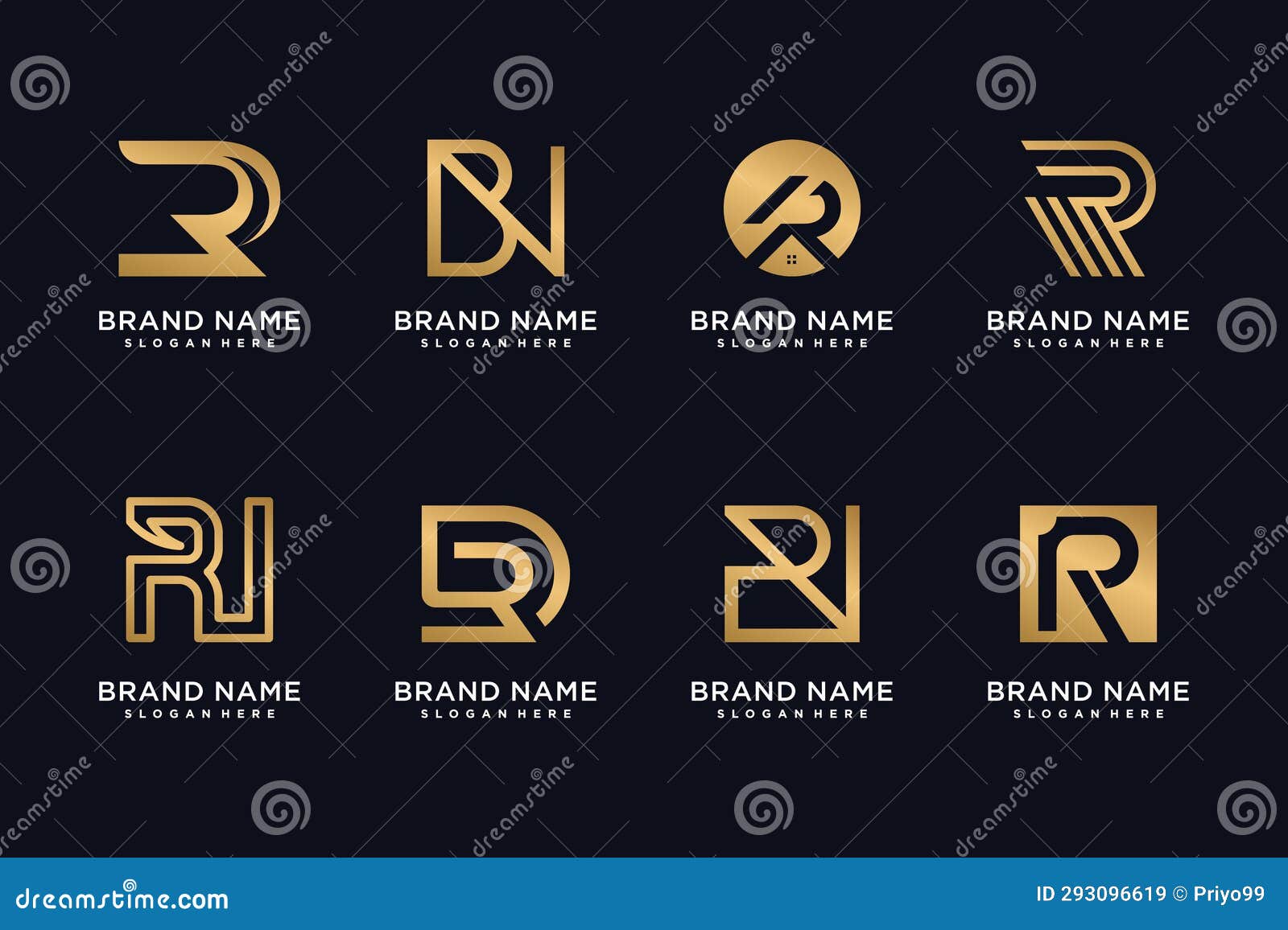 Letter R Design Element Icon Vector Collection with Creative Unique ...