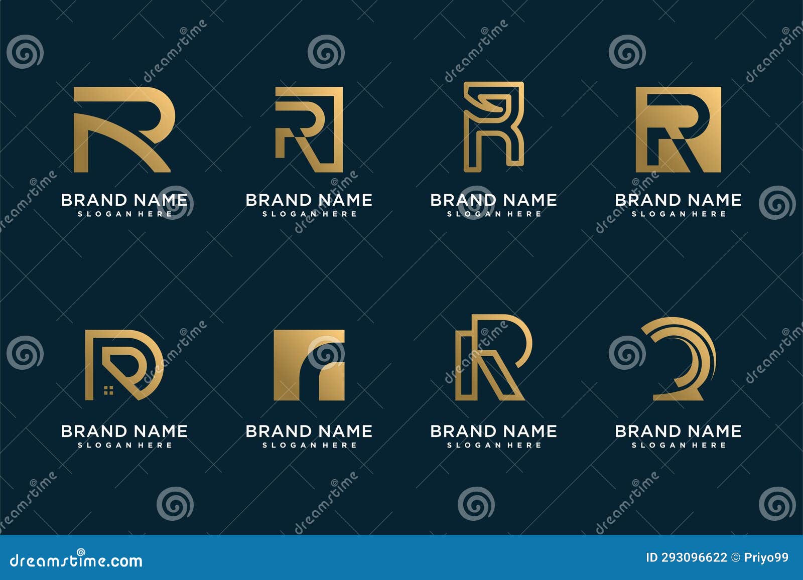 Letter R Design Element Icon Vector Collection with Creative Unique ...