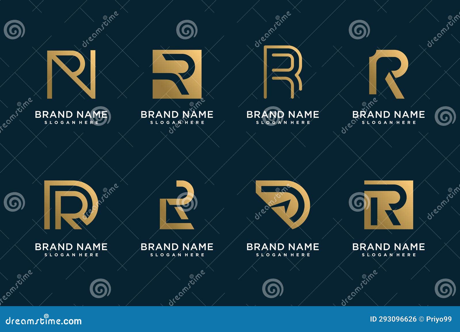 Letter R Design Element Icon Vector Collection with Creative Unique ...