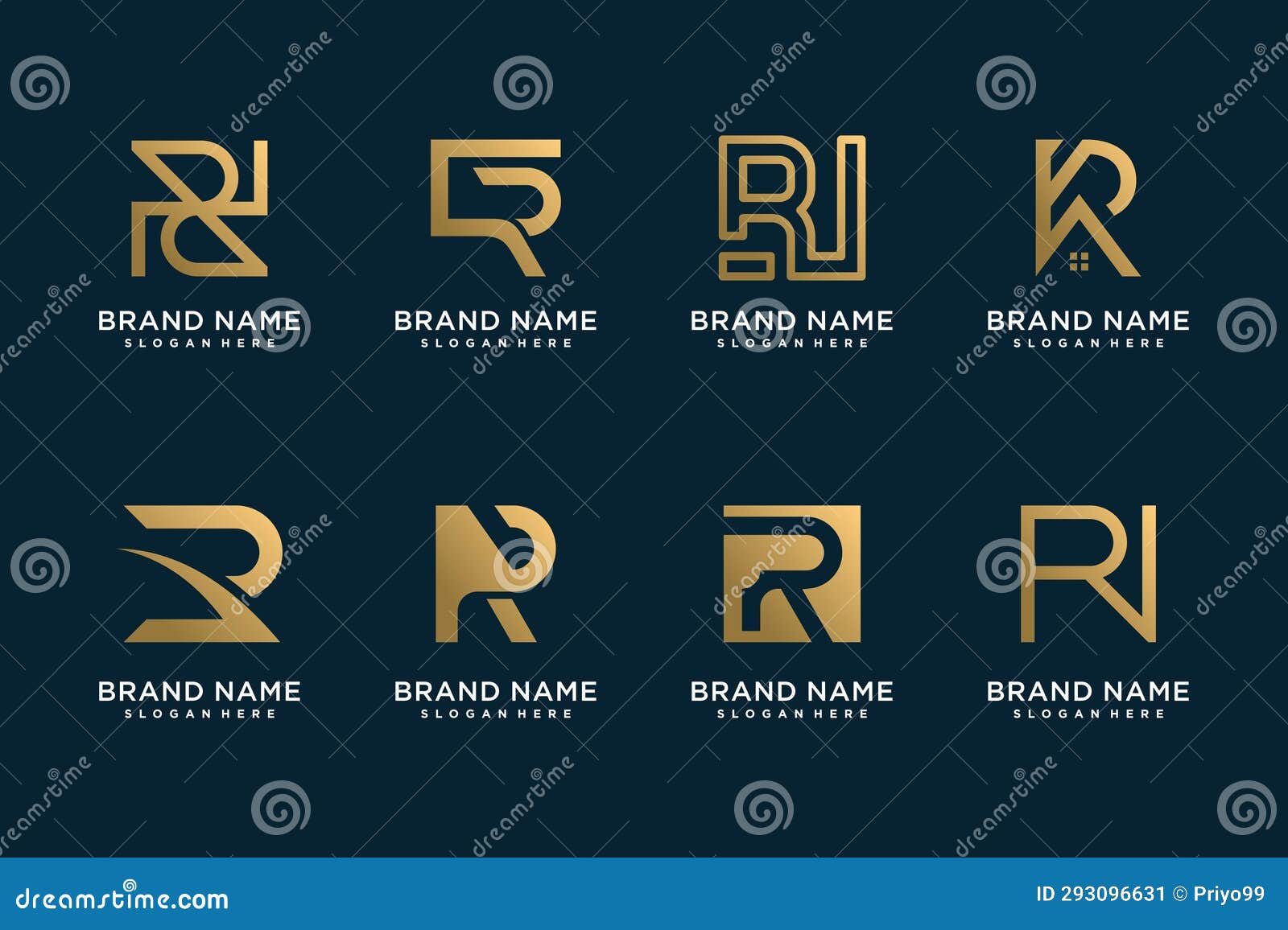 Letter R Design Element Icon Vector Collection with Creative Unique ...