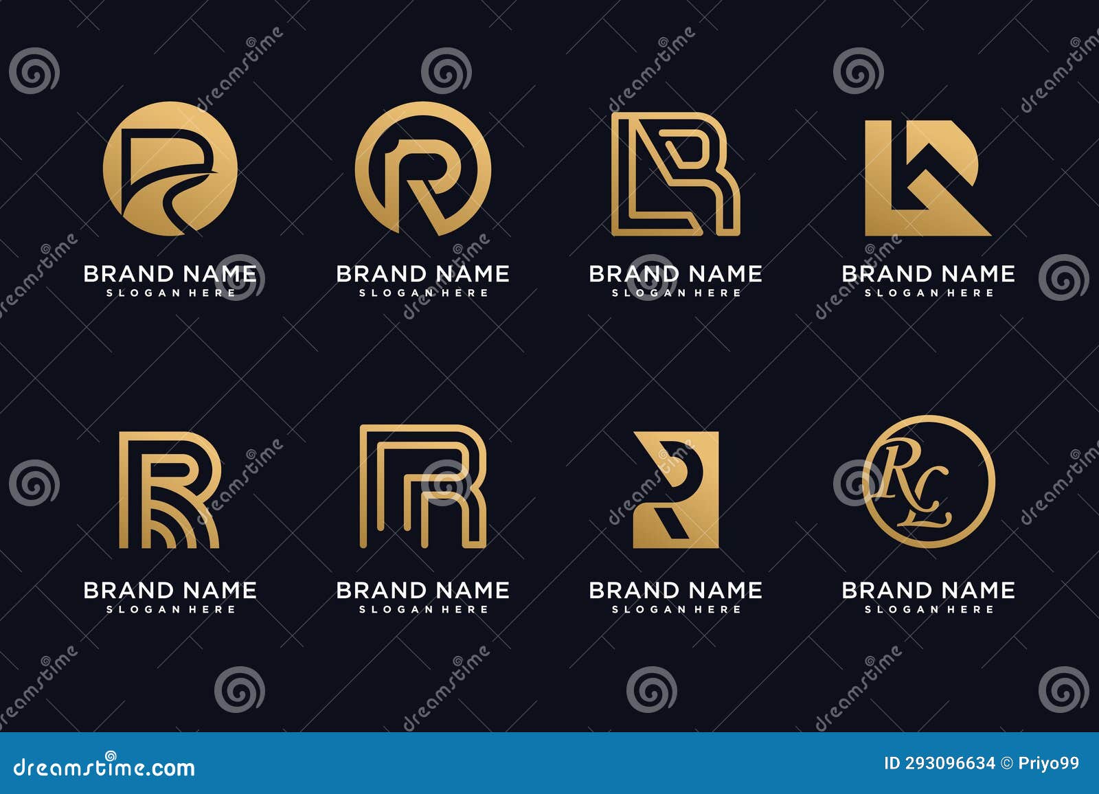 Letter R Design Element Icon Vector Collection with Creative Unique ...