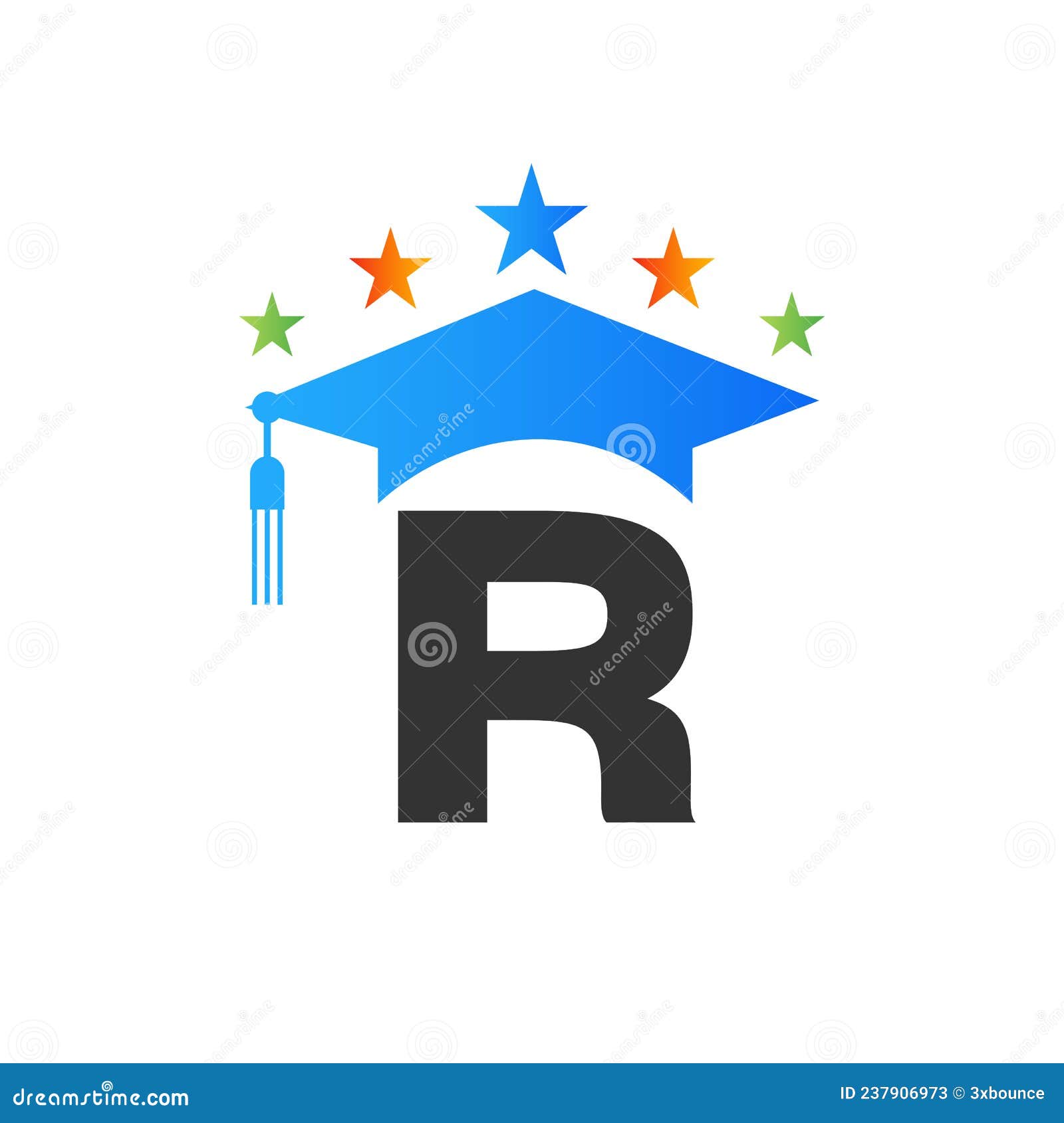 Letter R Education Logo Initial Graduation Cap Concept. Education Logo ...