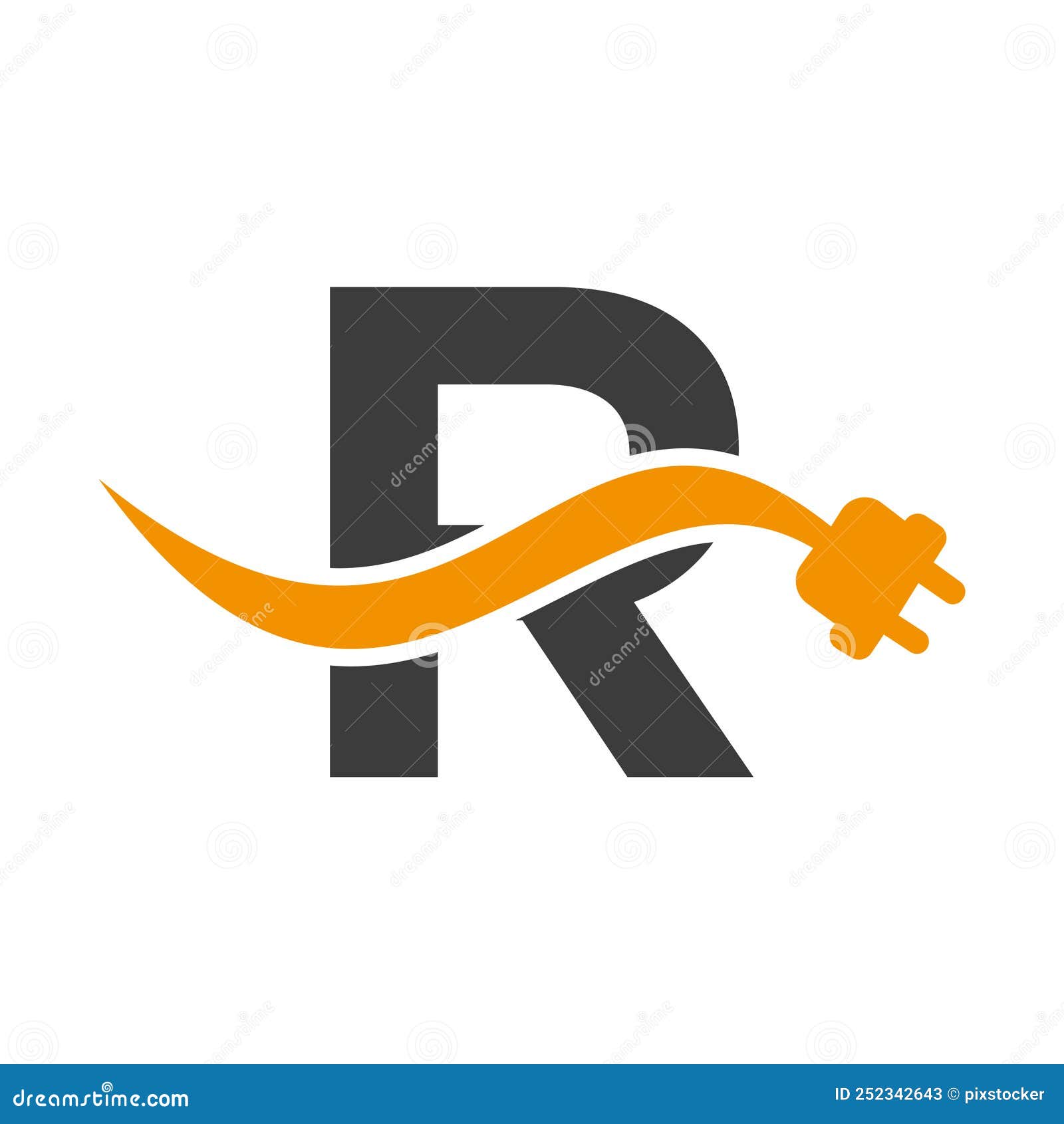 Letter R Electricity or Electrical Logo Concept with Electric Plug ...