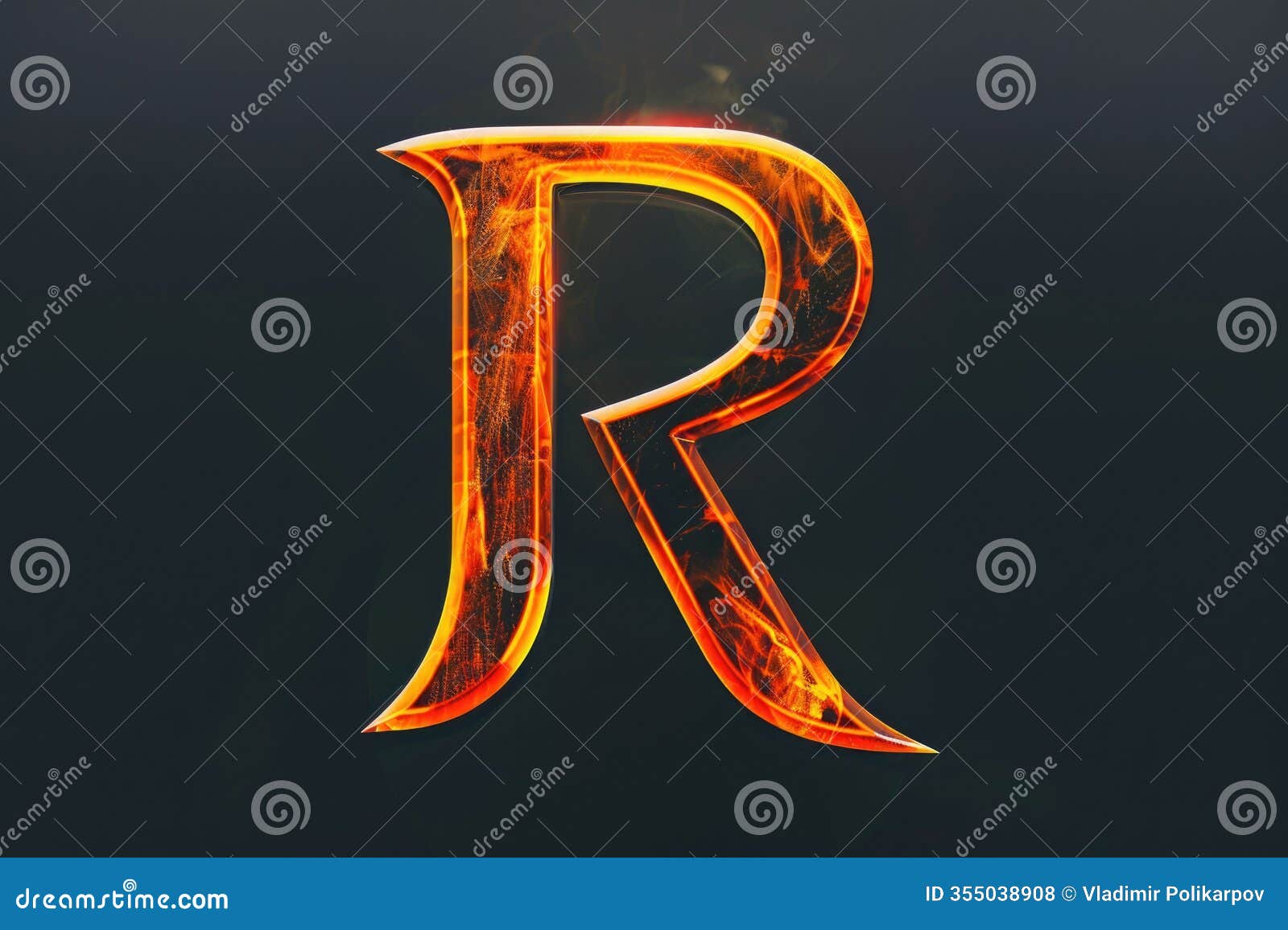 Letter R Engulfed in Flames, Suitable for Fiery Concepts Stock Photo ...