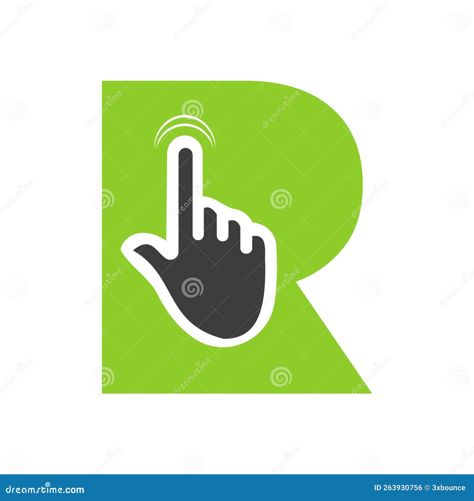 Letter R Finger Click Logo Vector Template Concept for Technology ...