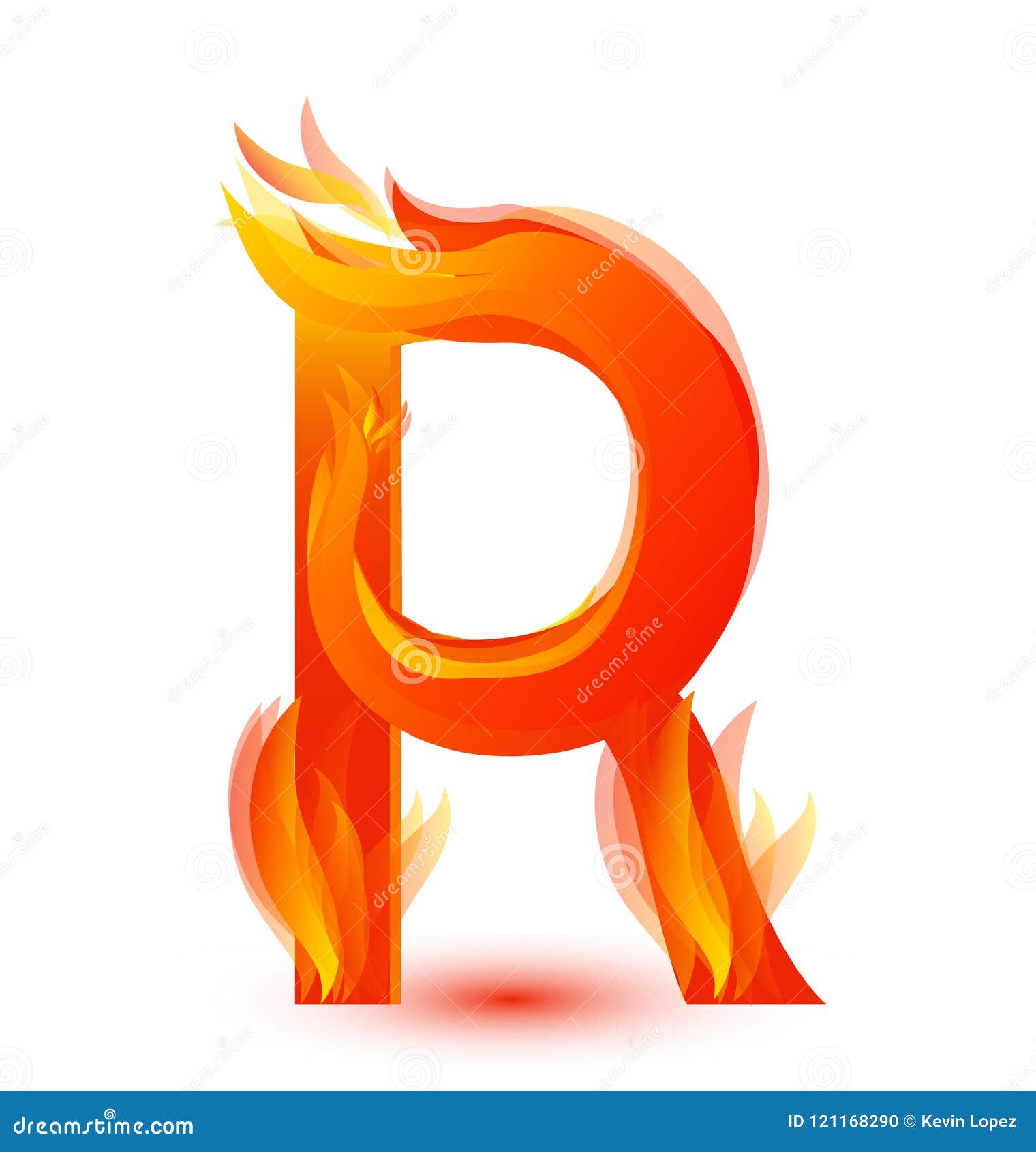 Letter R In Blue Fire