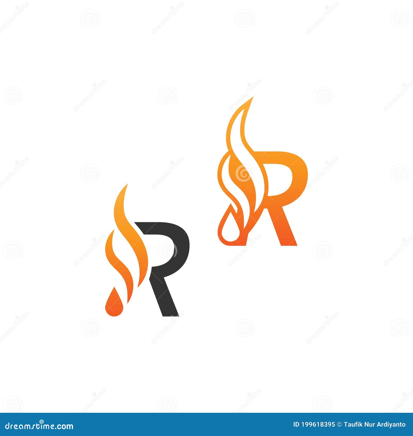 Letter R and Fire Waves, Logo Icon Concept Design Stock Vector ...