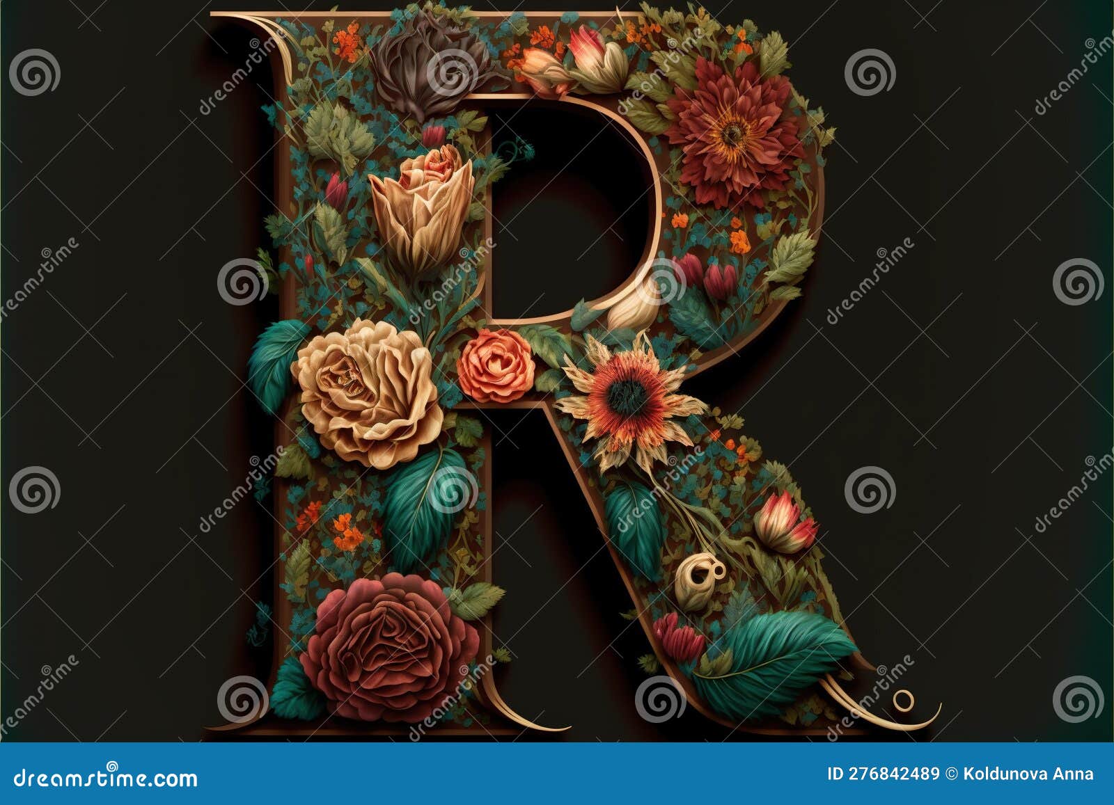 Letter R Flower Pattern, Created with Generative AI Technology Stock ...