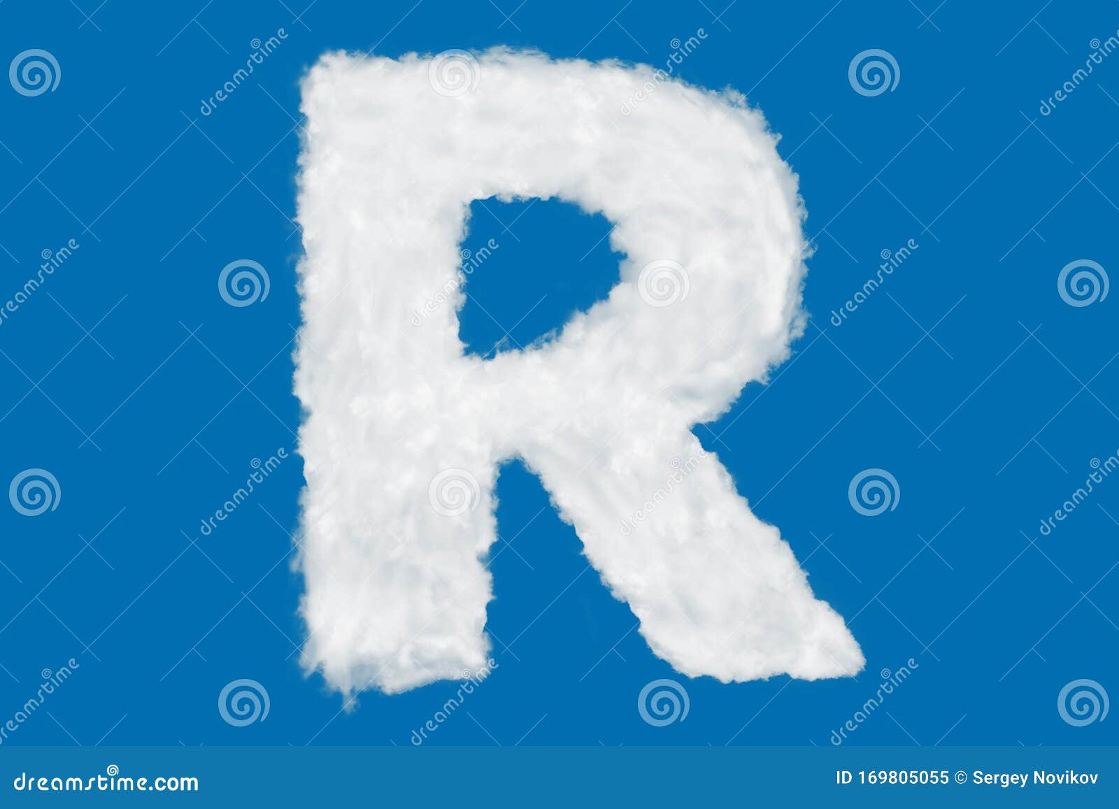 Letter R Font Shape Element Made of Clouds on Blue Stock Image - Image ...