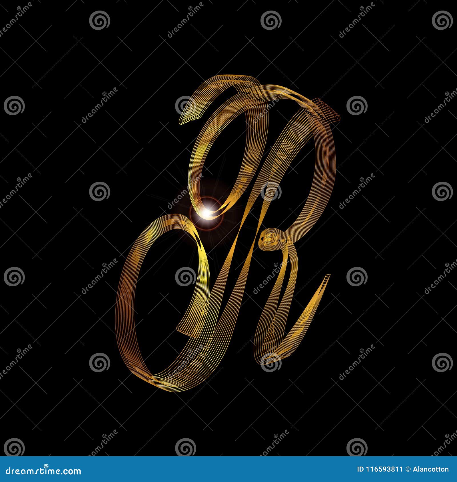 Letter R in Gold Fine Thread Stock Vector - Illustration of artwork ...