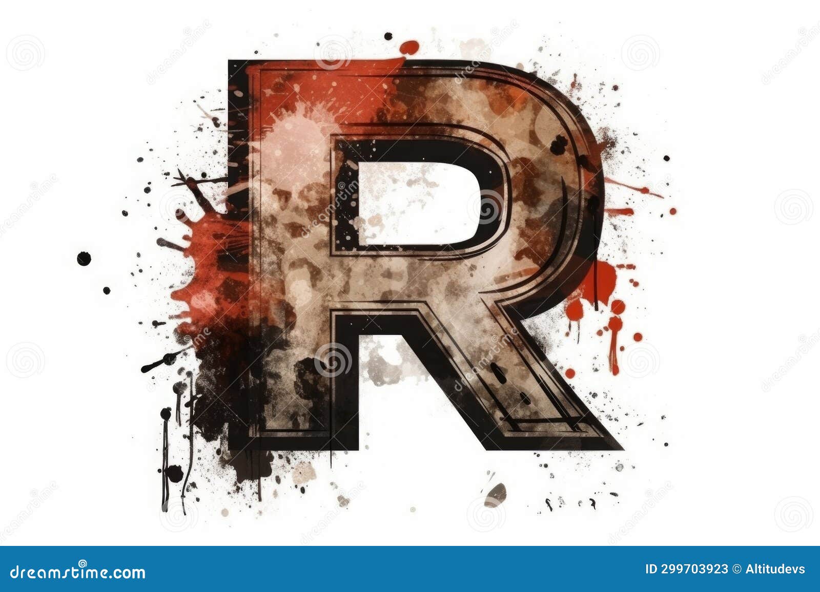 Letter R, Grunge Style, on White Background Stock Image - Image of ...