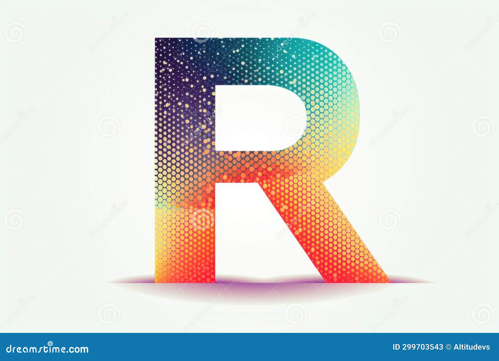 Letter R, Halftone Style, on White Background Stock Image - Image of ...