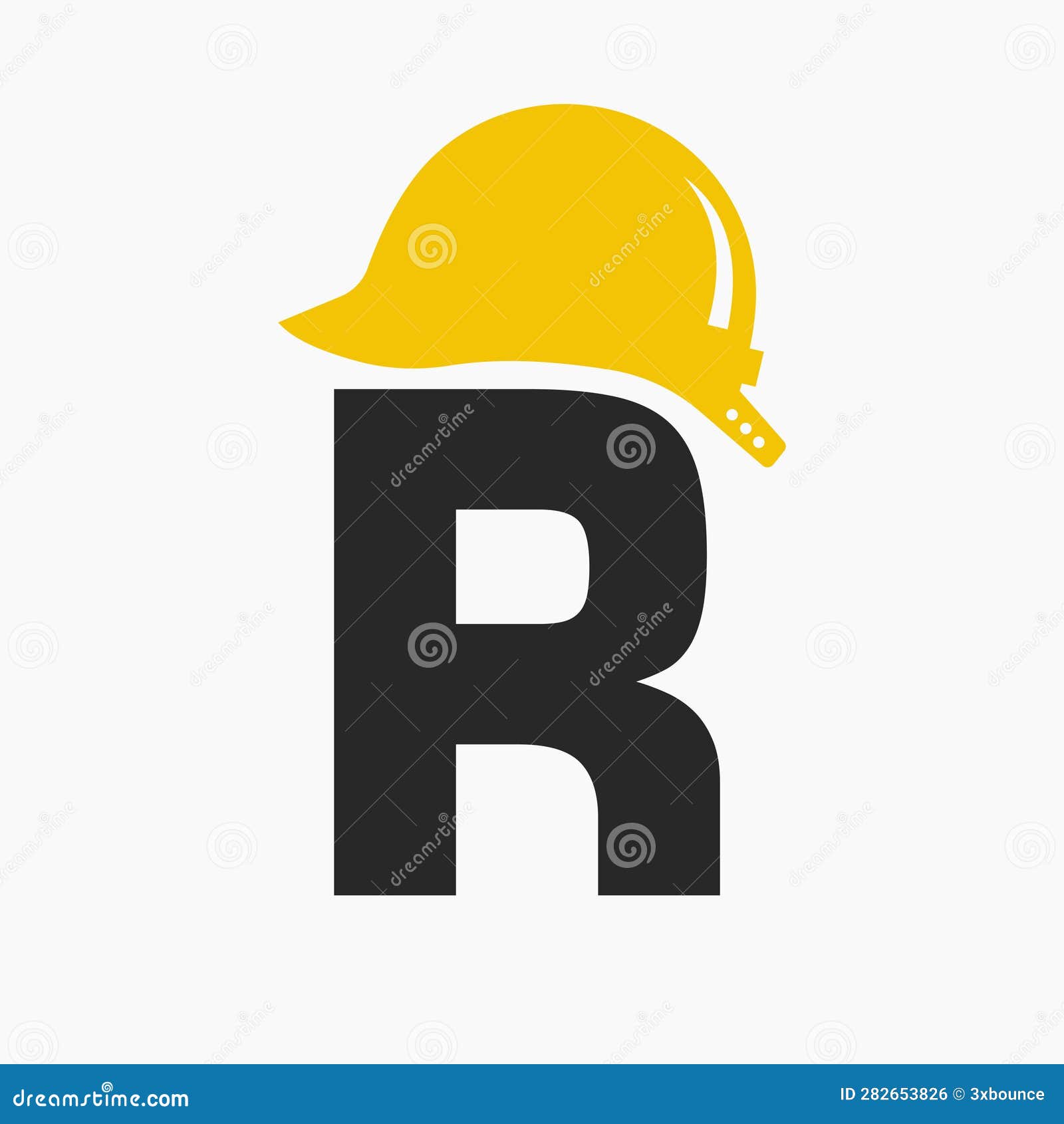 Letter R Helmet Construction Logo Concept with Safety Helmet Icon ...