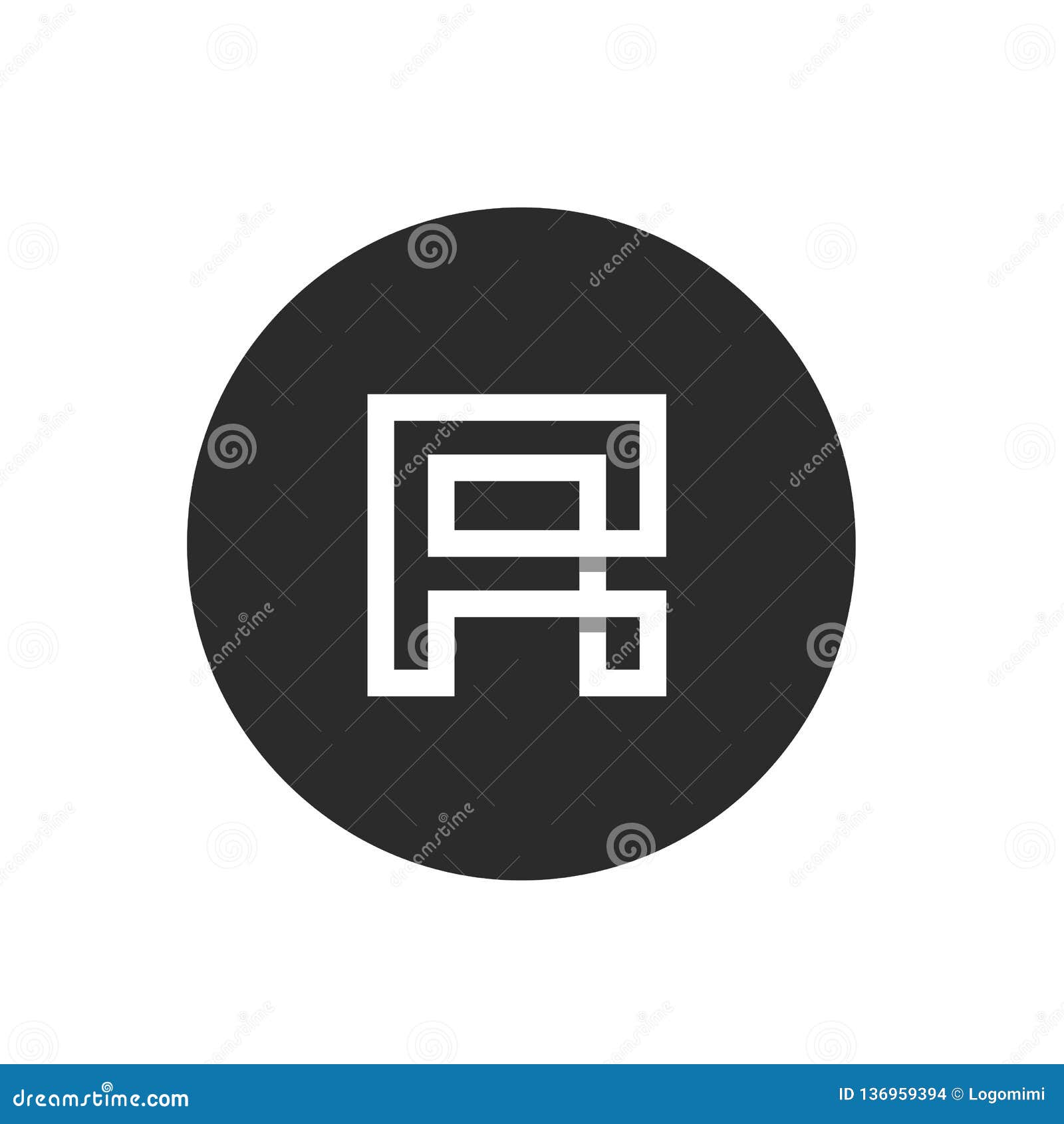 Letter R Icon, Circle Shape with Alphabet R, Monoline Logo Vector Stock ...