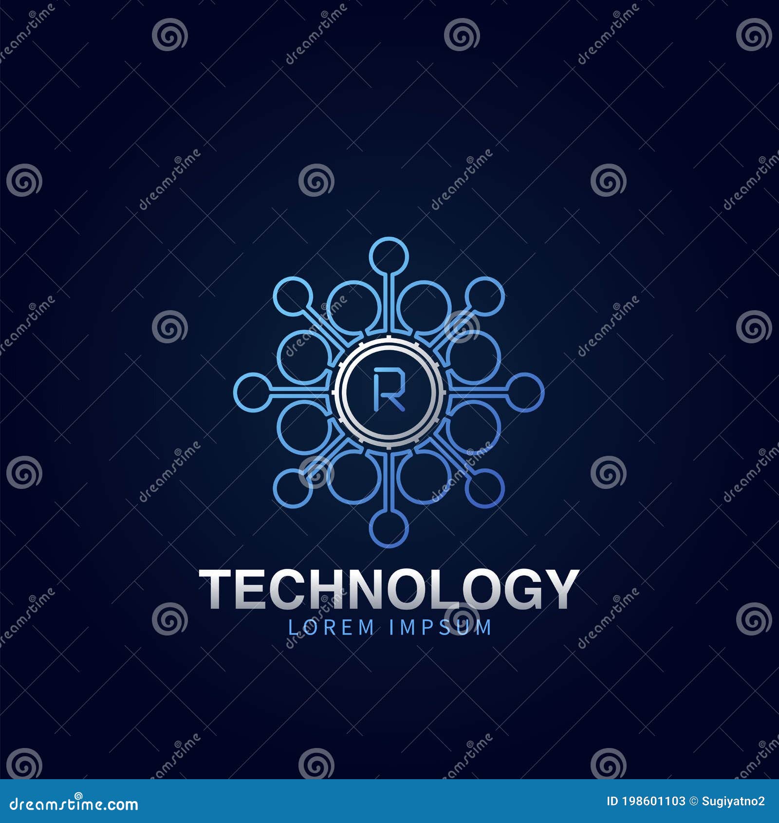 Letter R Initial Logotype, Digital Abstract Technology Science Dot ...