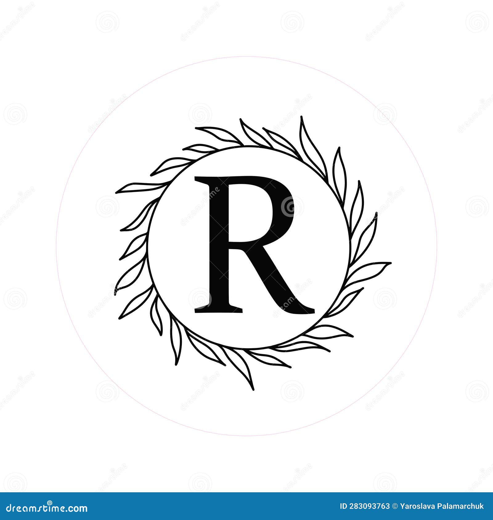 Letter "R" Initials with Round Floral Frames, Vector Monogram Logo ...