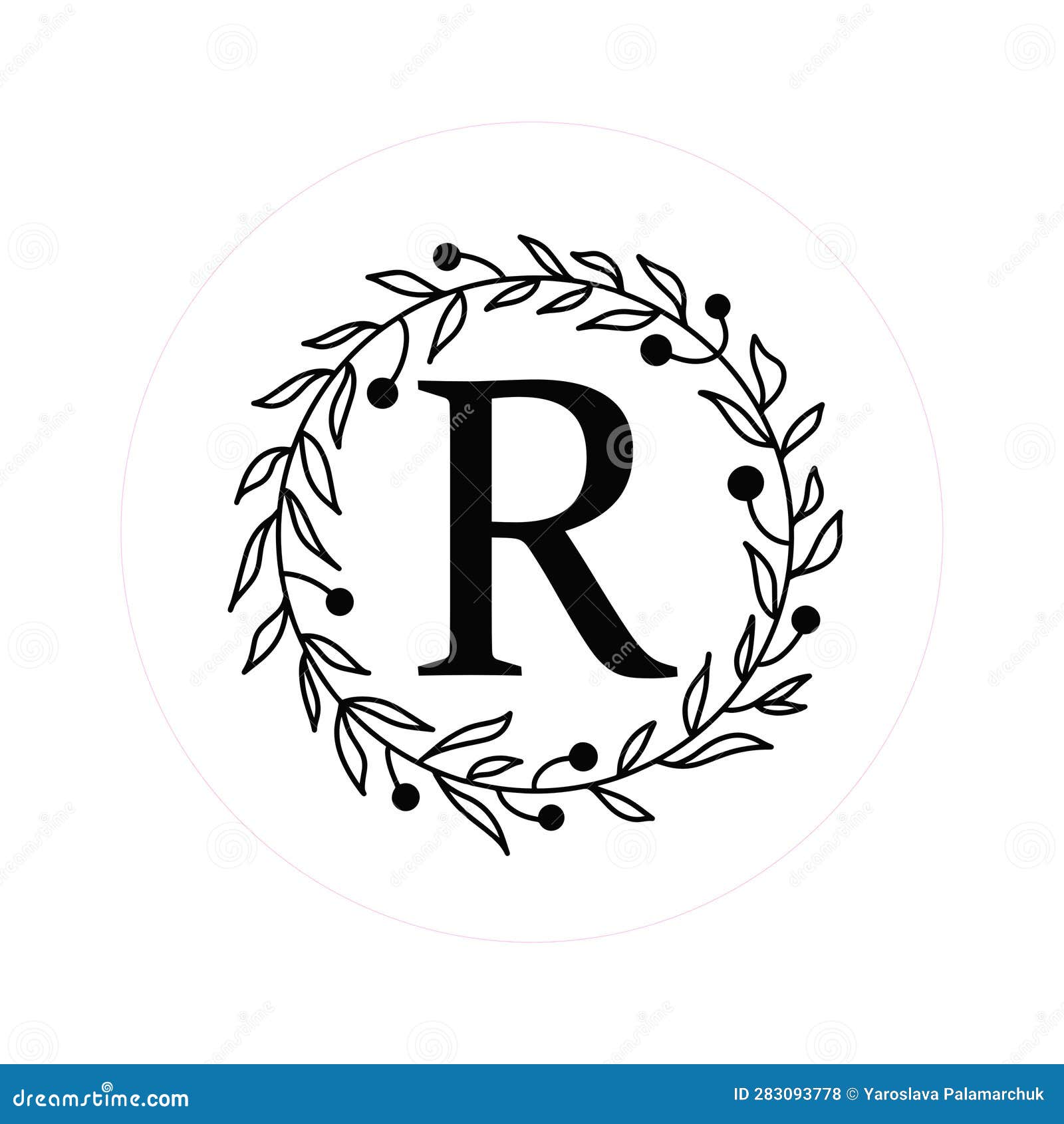Letter "R" Initials with Round Floral Frames, Vector Monogram Logo, Cricut File Stock Vector ...