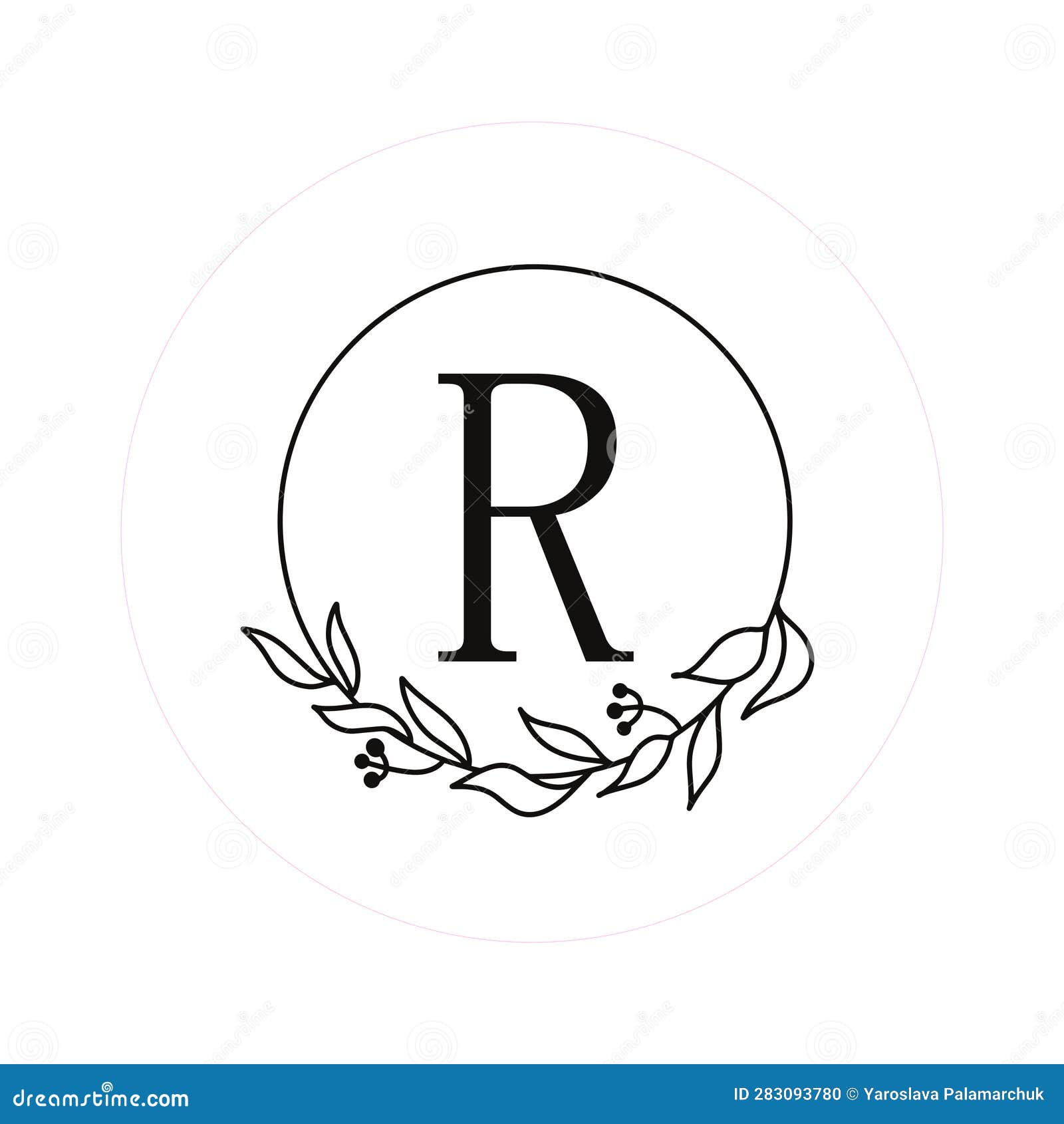 Letter "R" Initials with Round Floral Frames, Vector Monogram Logo ...