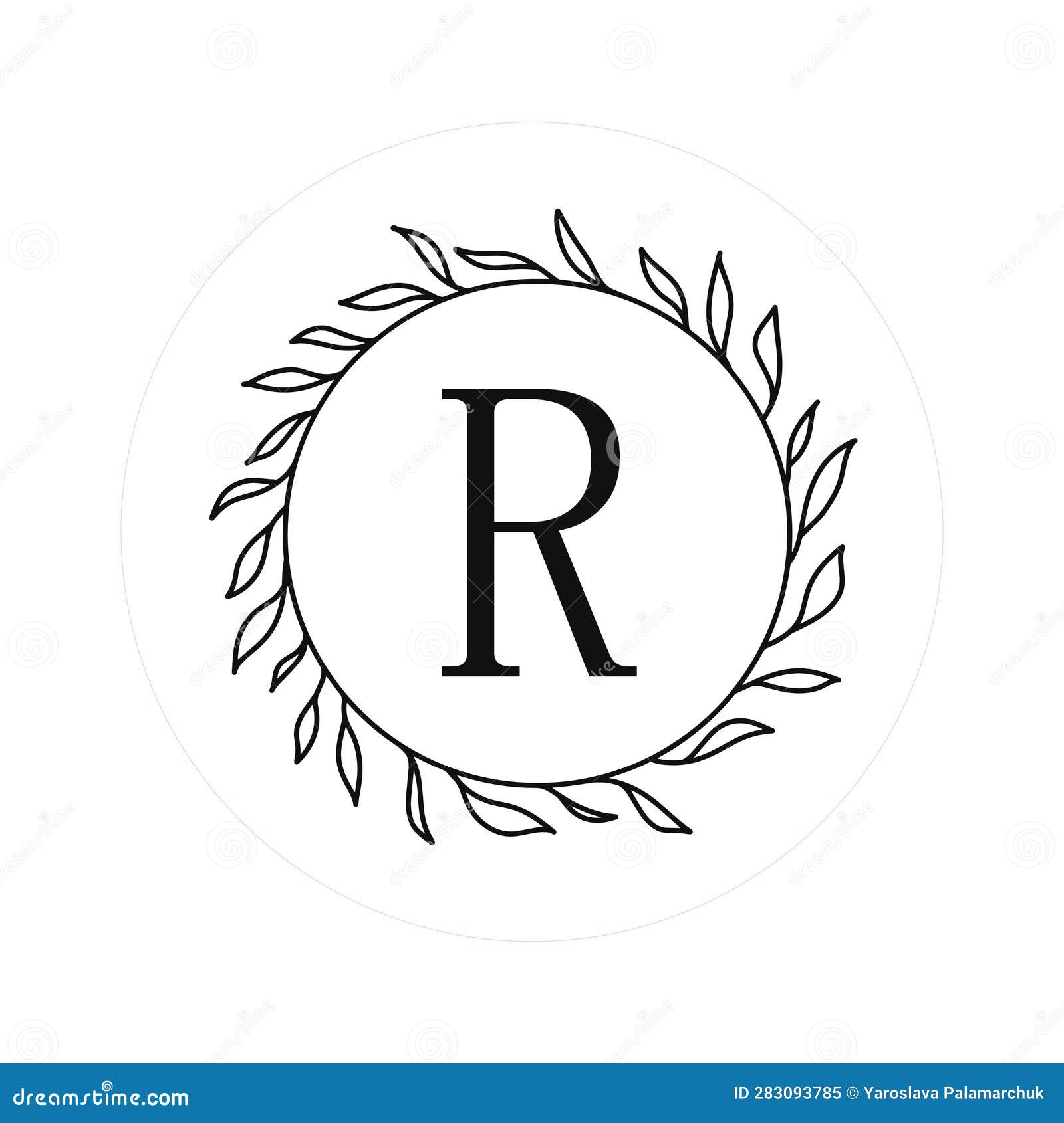 Letter "R" Initials with Round Floral Frames, Vector Monogram Logo ...