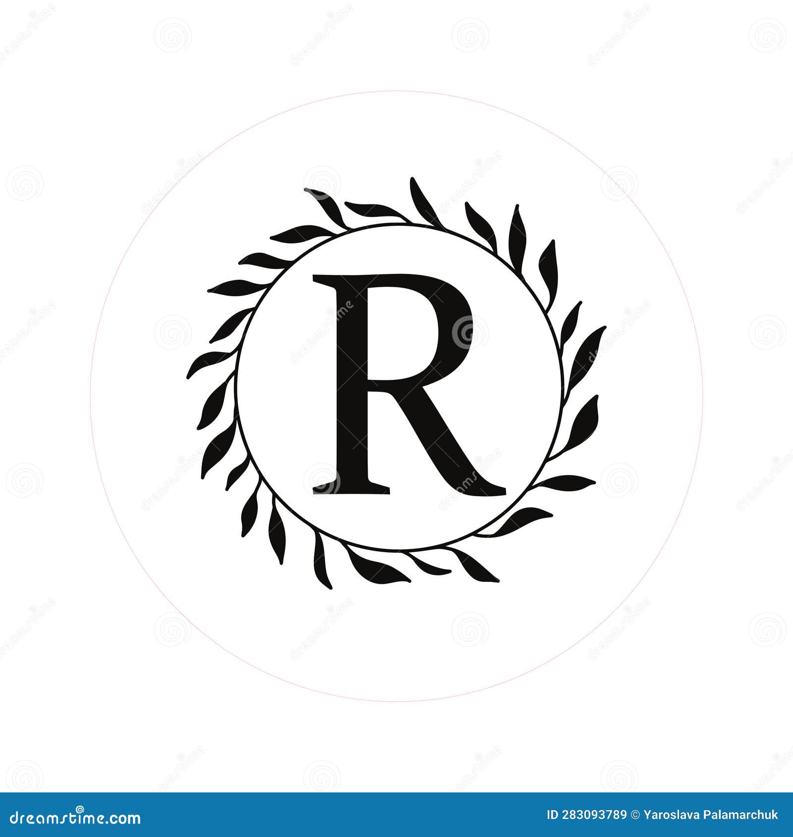 Letter "R" Initials with Round Floral Frames, Vector Monogram Logo ...
