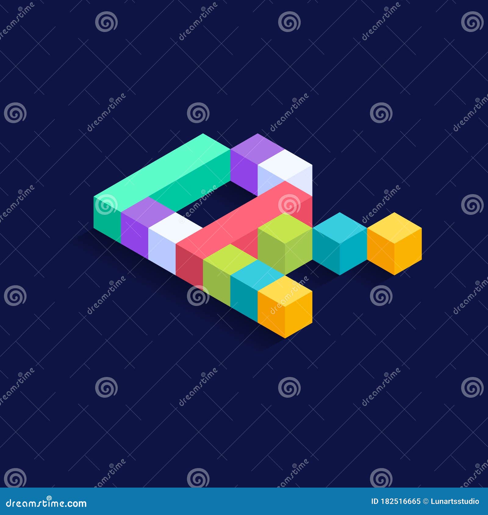 Letter R Isometric Colorful Cubes 3d Design, Three-dimensional Letter ...