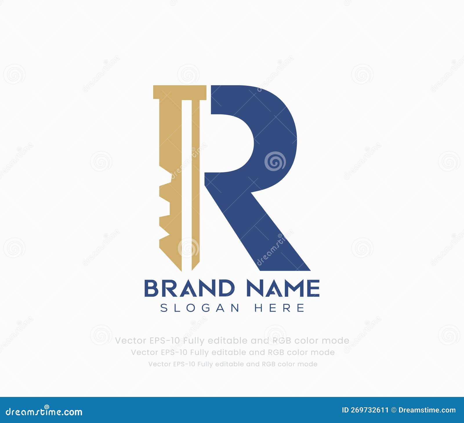 Letter R key logo stock vector. Illustration of brand - 269732611