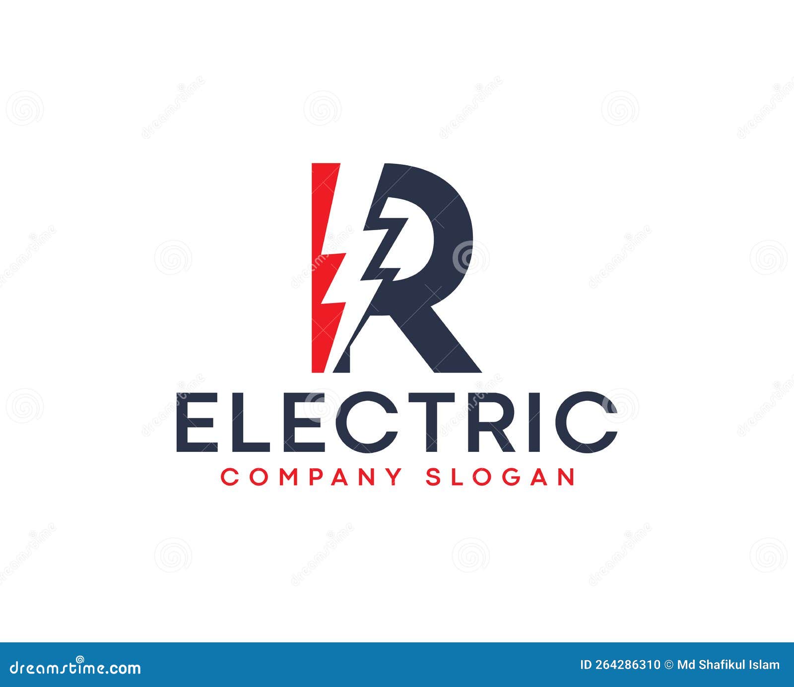 Letter R Lightning Electric Logo with Lighting Bolt Stock Illustration ...