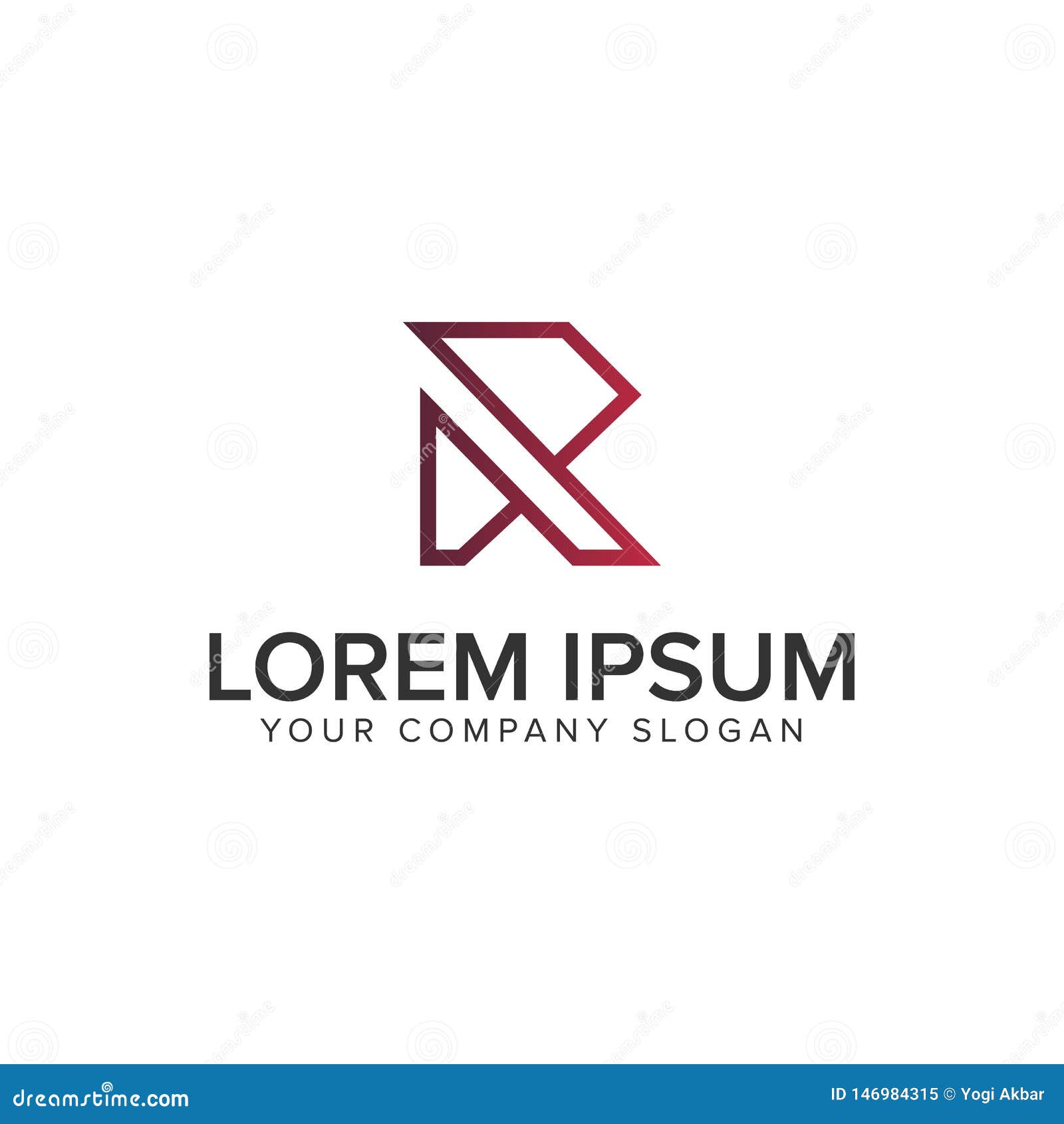 Letter R Line Logo Design Concept Template Stock Vector - Illustration ...