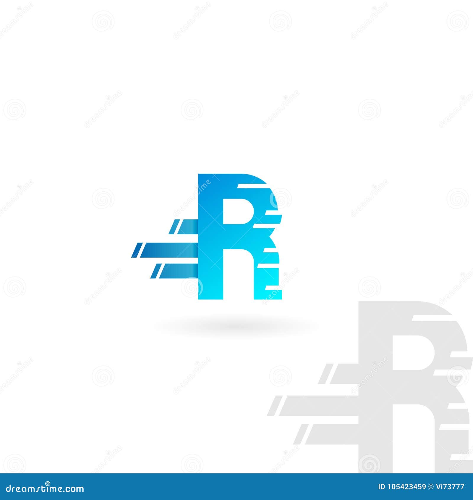 Letter R Logo. Blue Distorted Vector Icon. Speed Concept Font. Stock ...