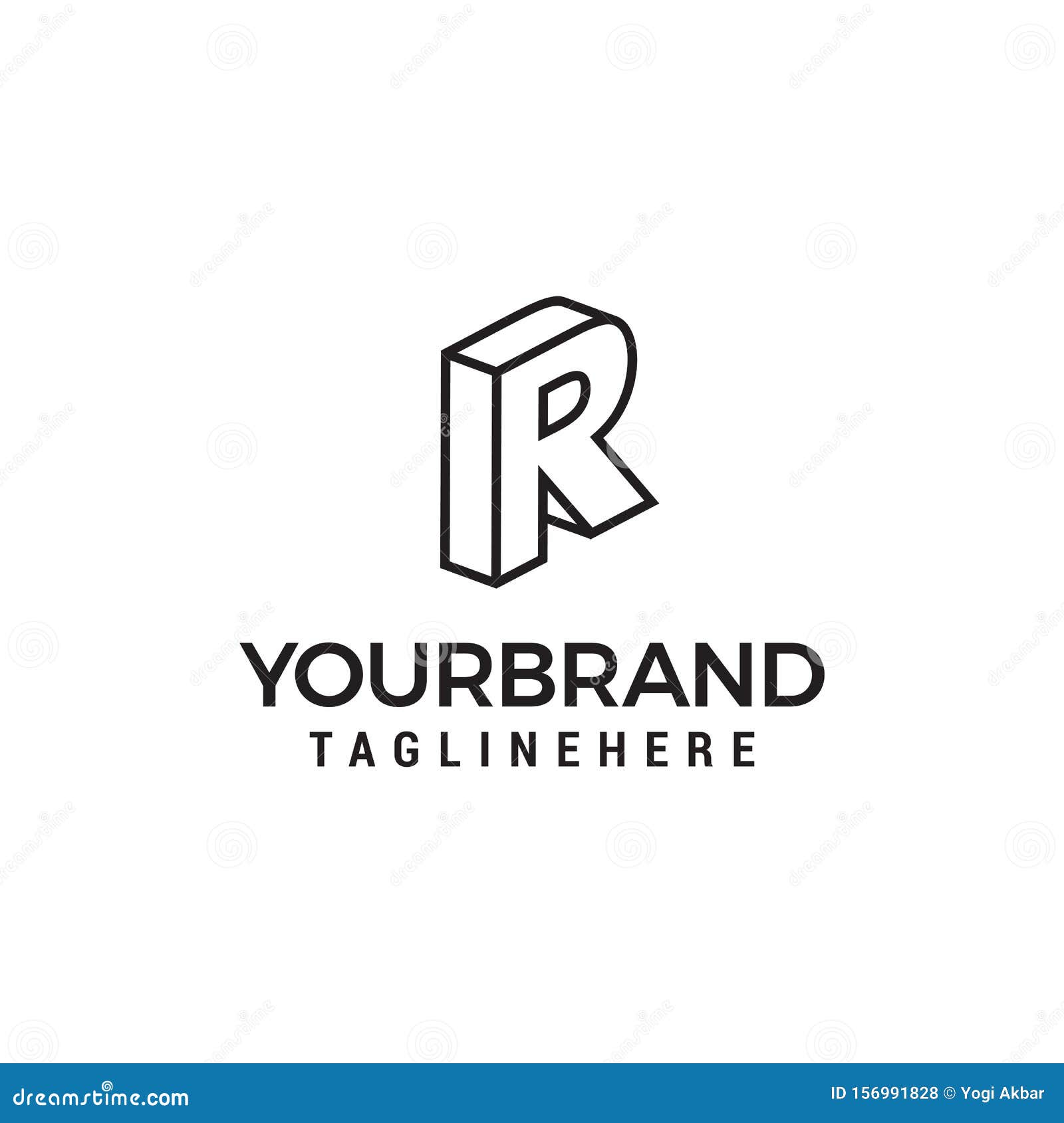Letter R Logo 3D Isometric Lines Geometric Shape Template Design Vector ...