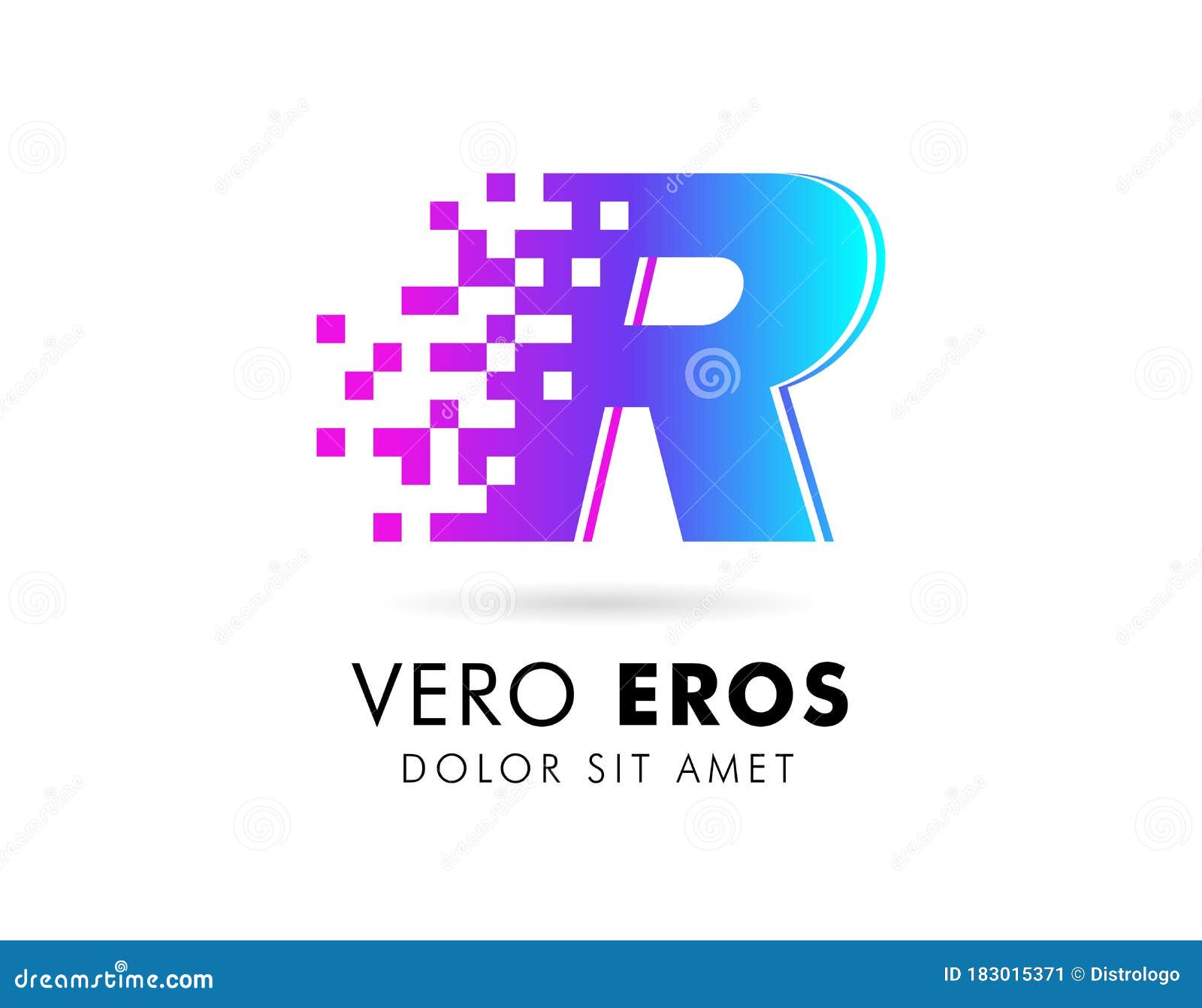 Letter R Logo Design Template. Letter R Logo in Pixel Motion Style with ...