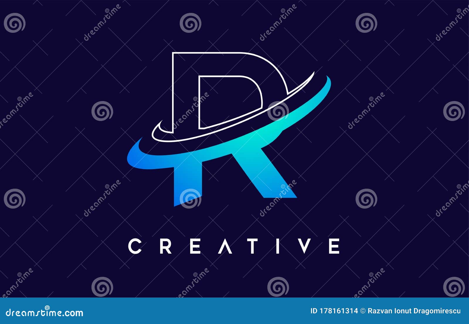 Letter R Logo. R Letter Design Vector with Blue Swash Vector Stock ...