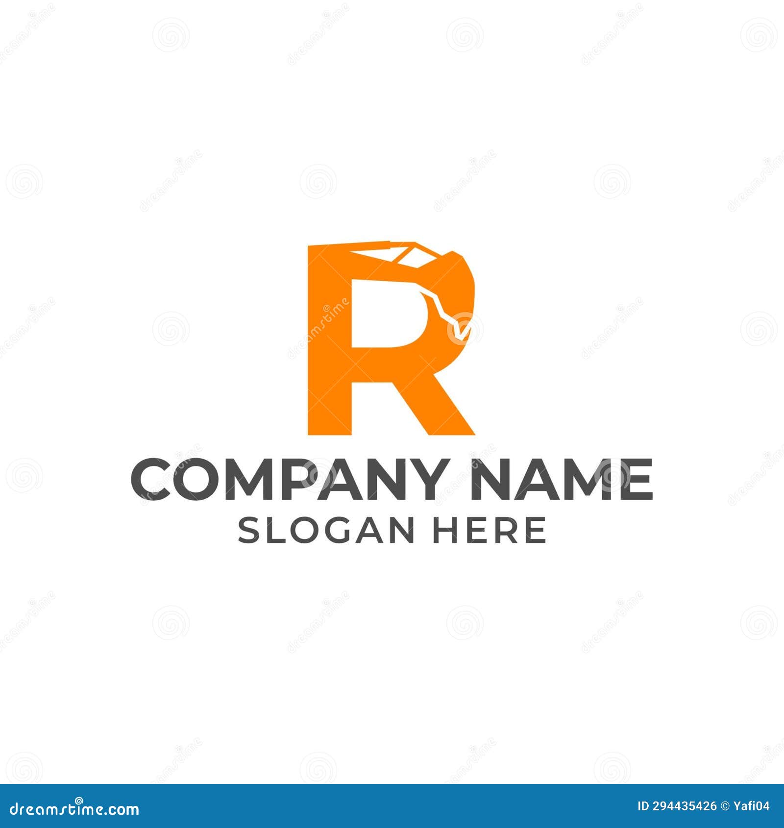 Letter R Logo with Excavator Arm. R Excavator Logo Template, Hydraulic ...