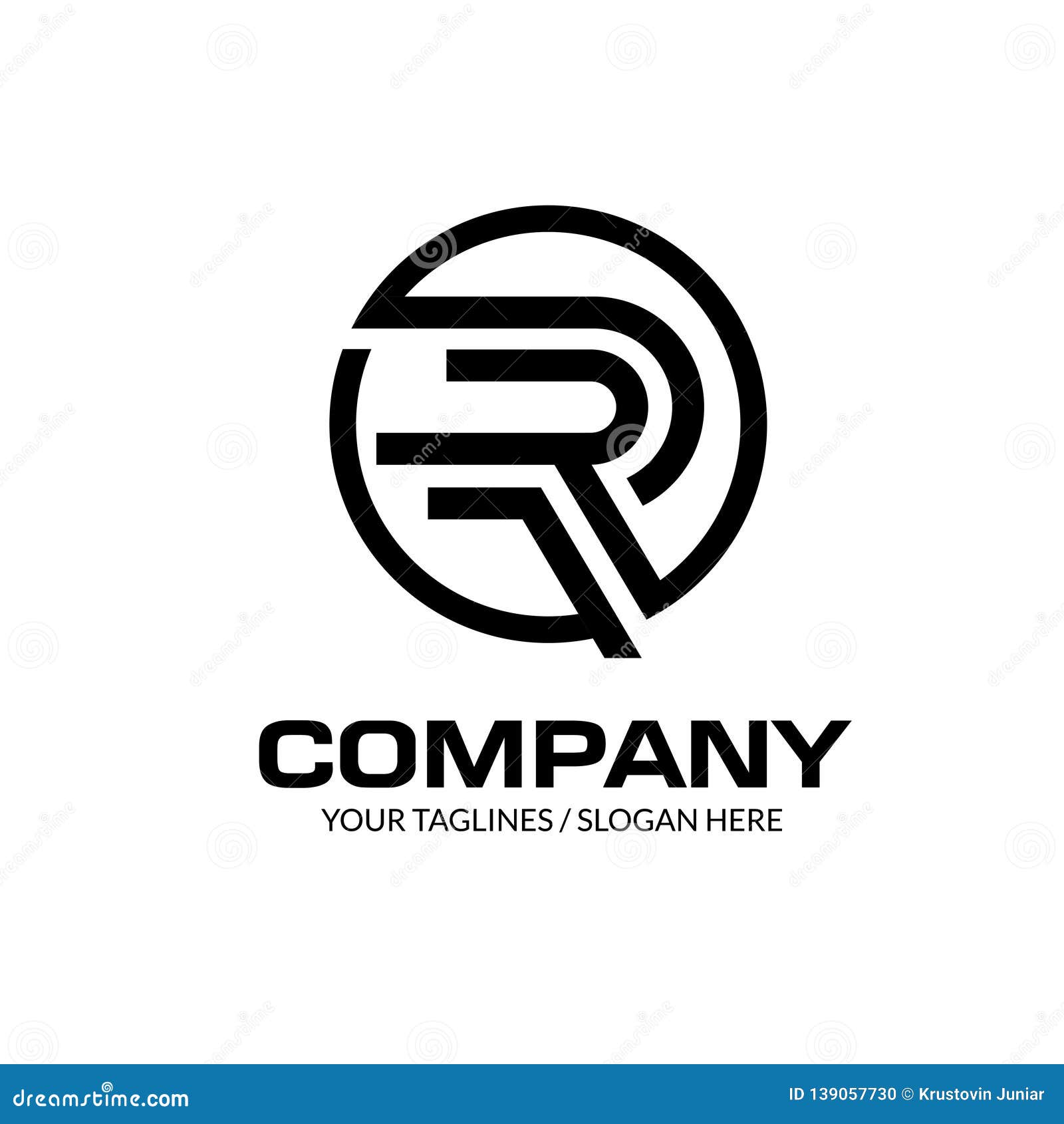 Letter R Logo Flat Icon Circle Linear Sign Stock Vector - Illustration ...