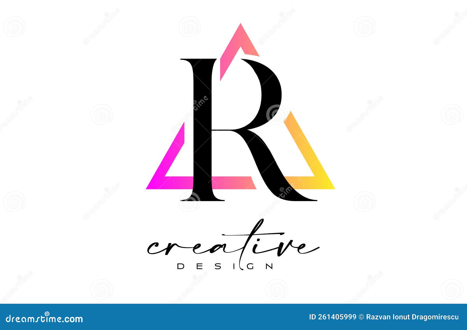 Letter R Logo Inside a Triangle with Creative Cut Design Stock Vector ...