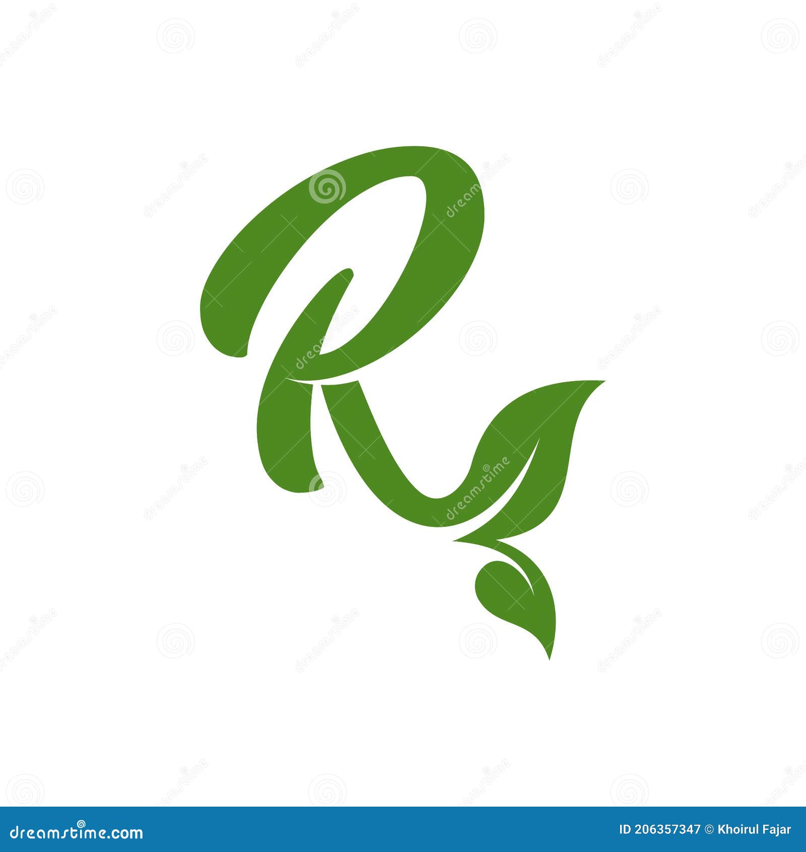Letter R Logo with Leaves. Handwritten with Initials in Capital Letters ...