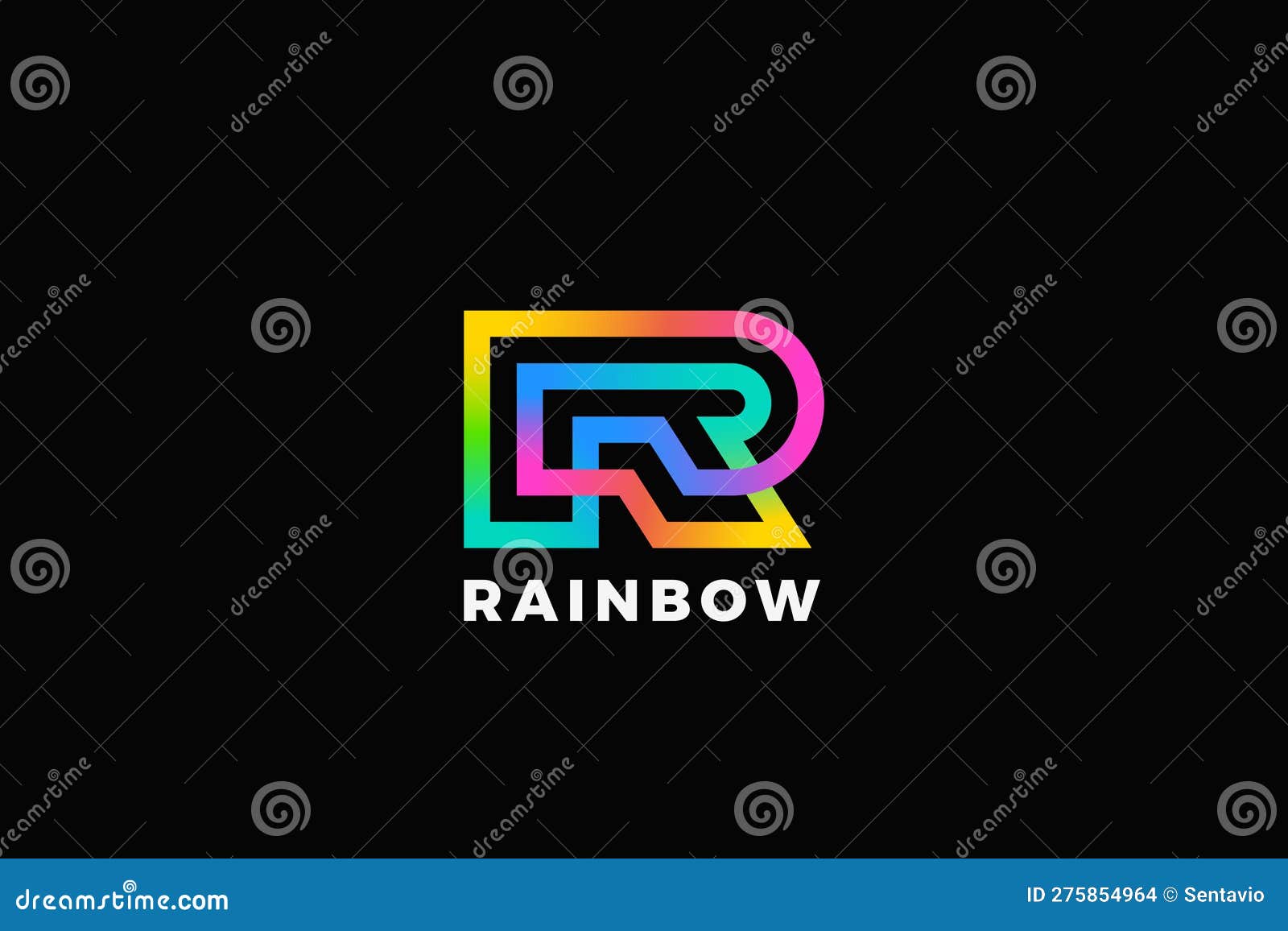 Letter R Logo Monogram Loop Infinite Design Linear Outline Style ...